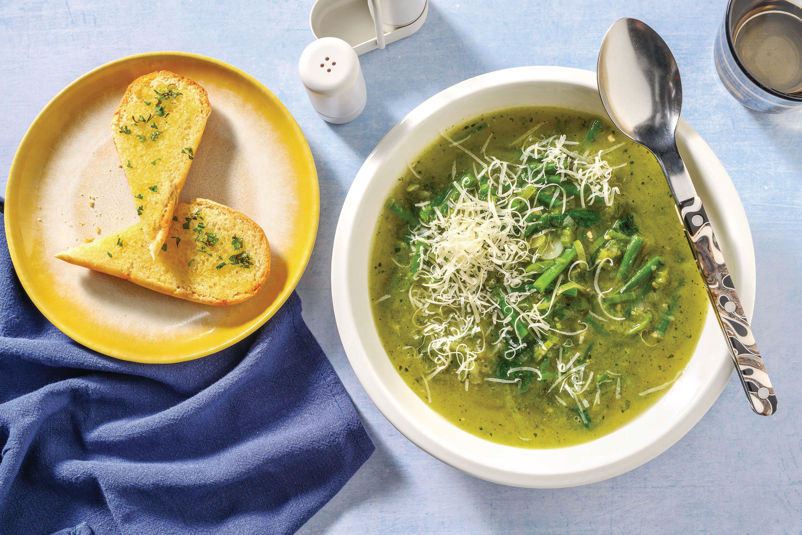 Loaded Green Veggie Soup & Herby Panini Recipe | HelloFresh