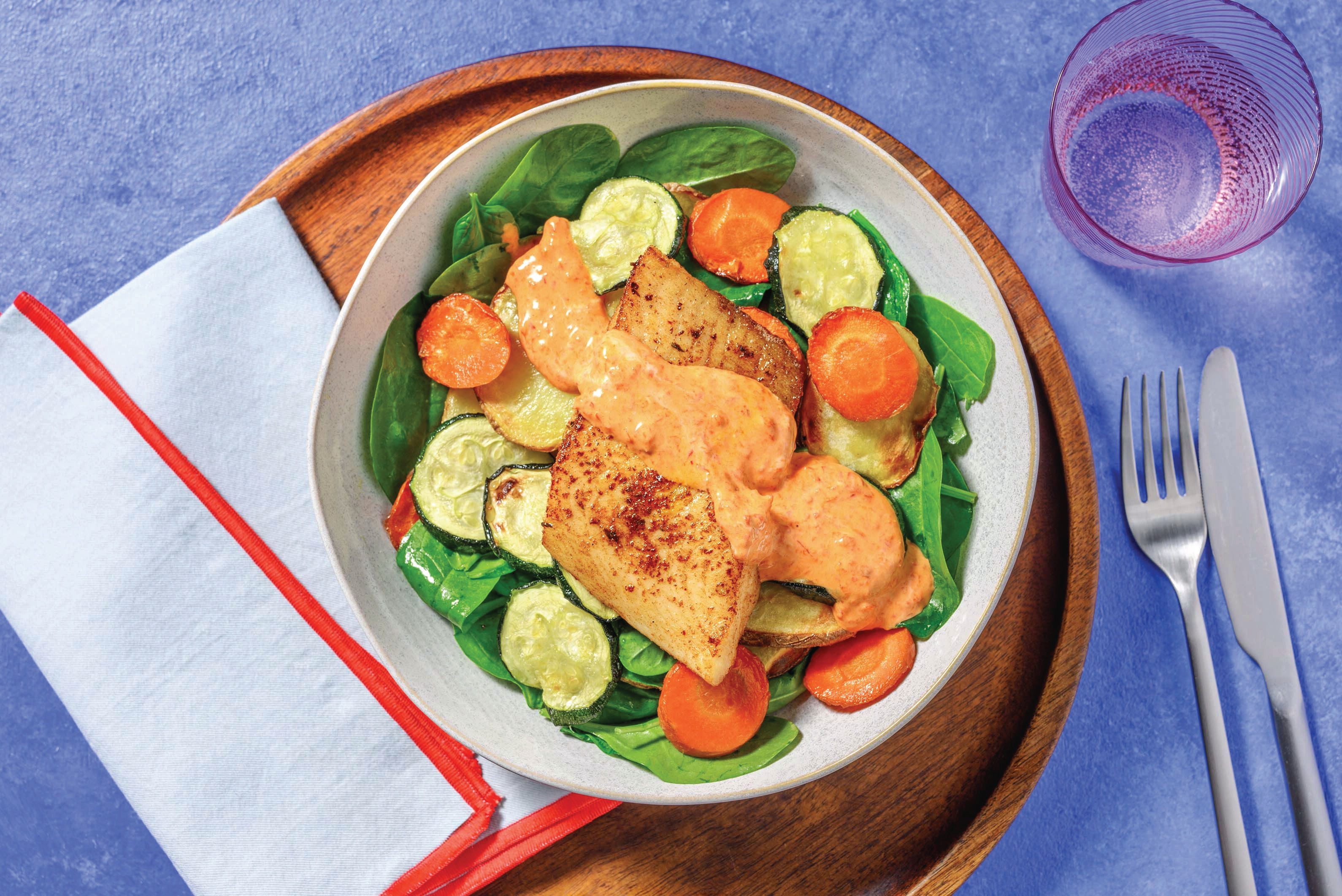 Golden Fish & Chargrilled Capsicum Mayo Recipe | HelloFresh