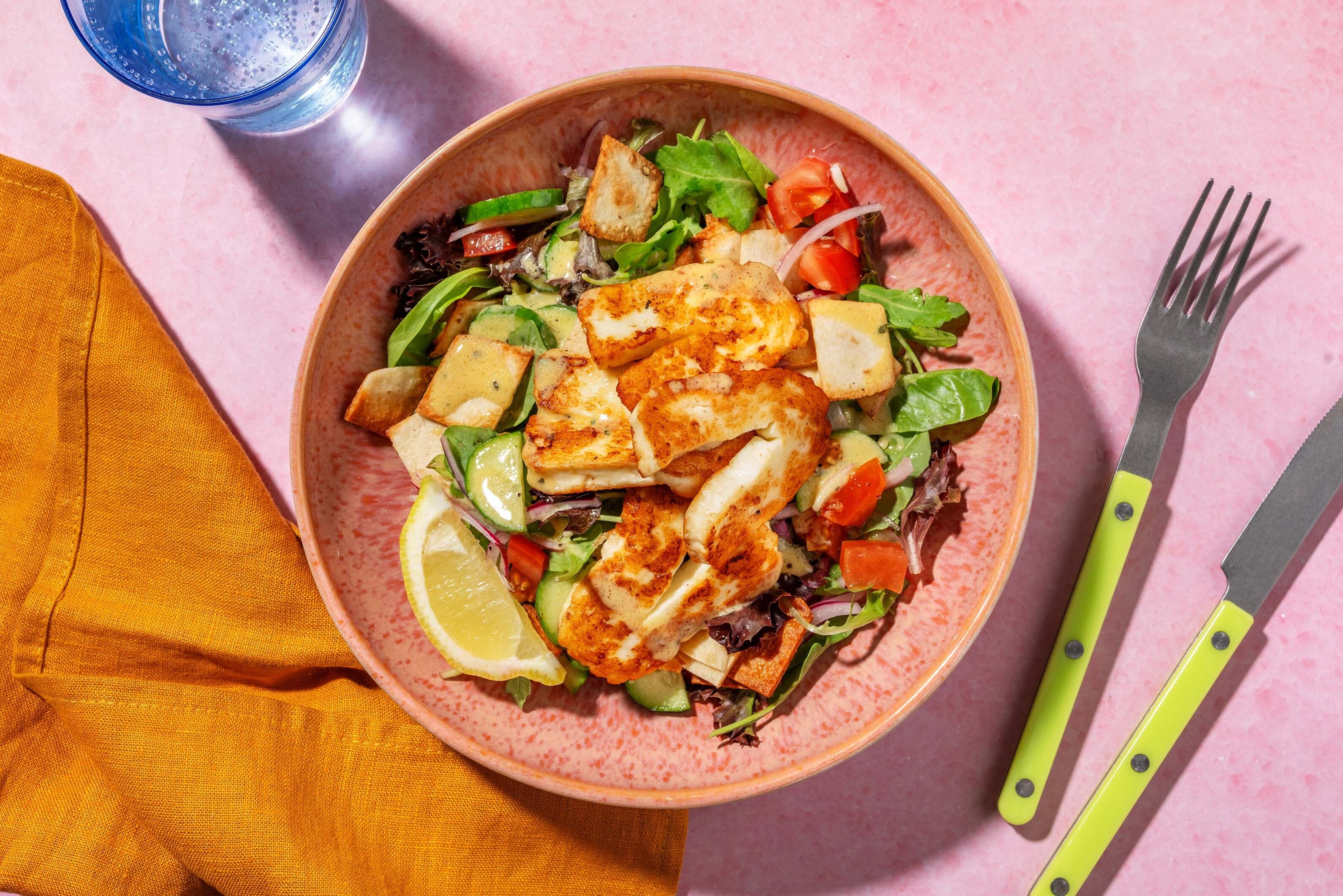 Honey Haloumi & Chicken Fattoush Salad Recipe | HelloFresh