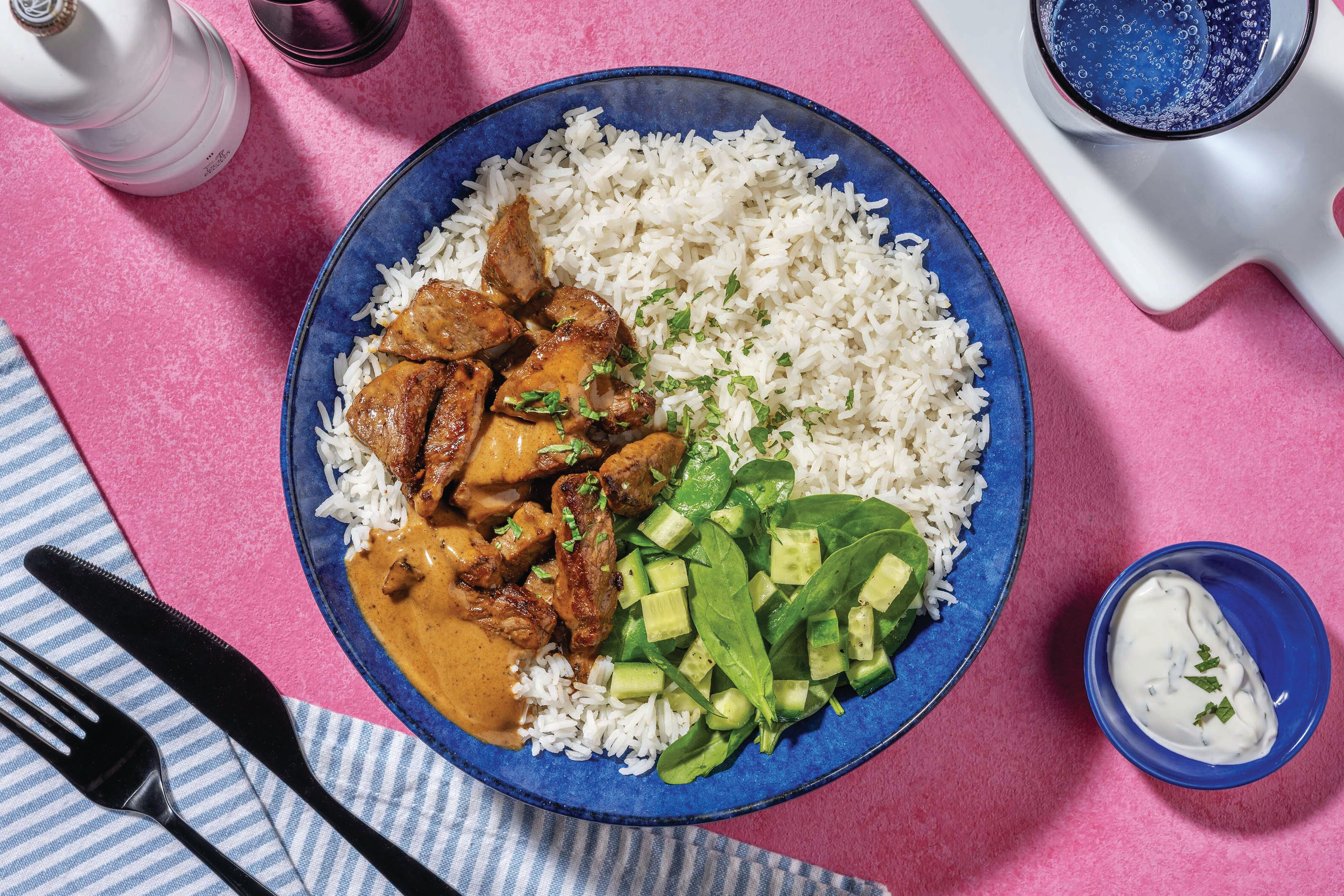 HelloHero: Indian Double Coconut Beef & Garlic Rice Recipe | HelloFresh