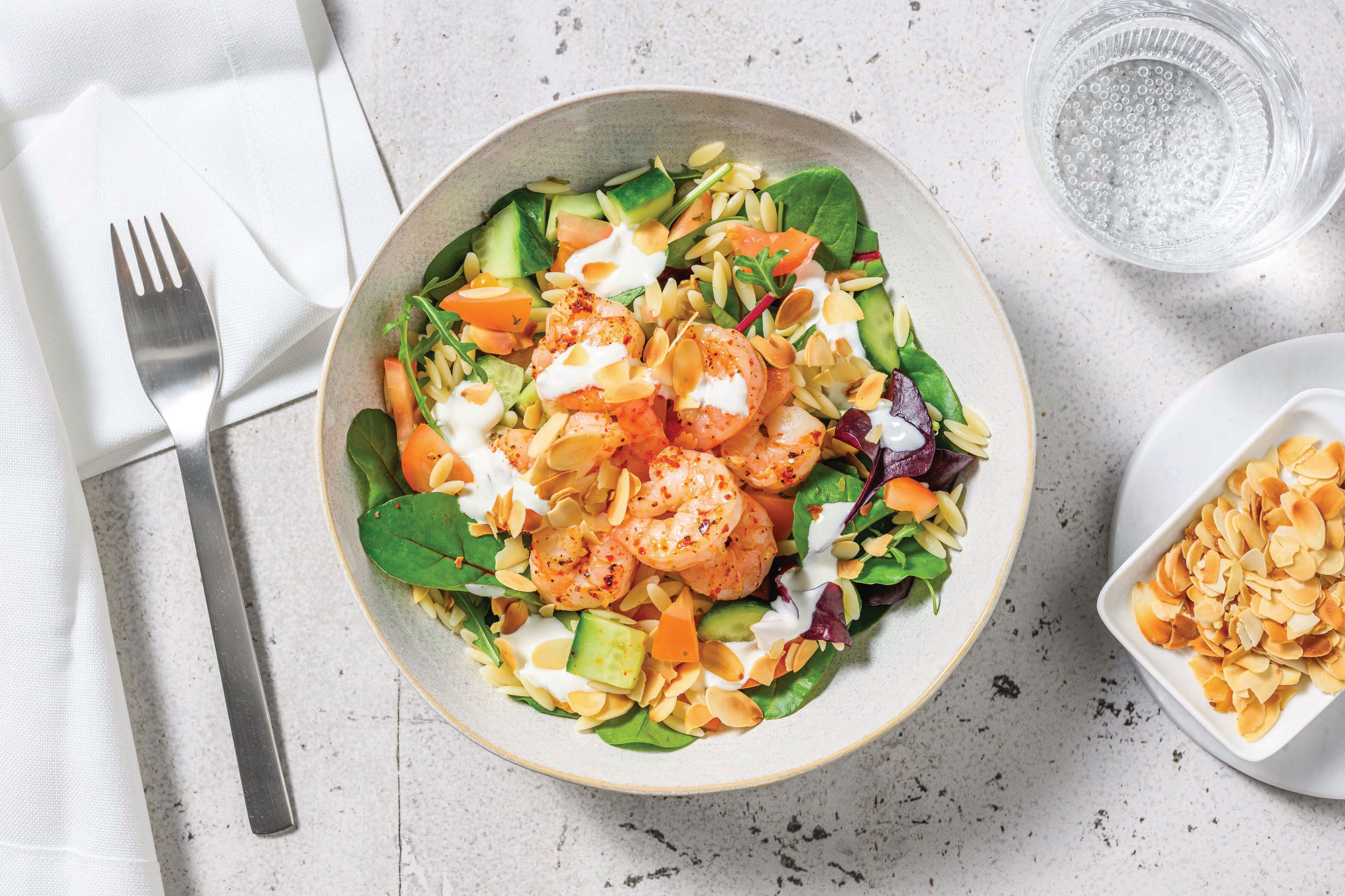 Garlic Chilli Prawn & Cheesy Risoni Salad Recipe | HelloFresh