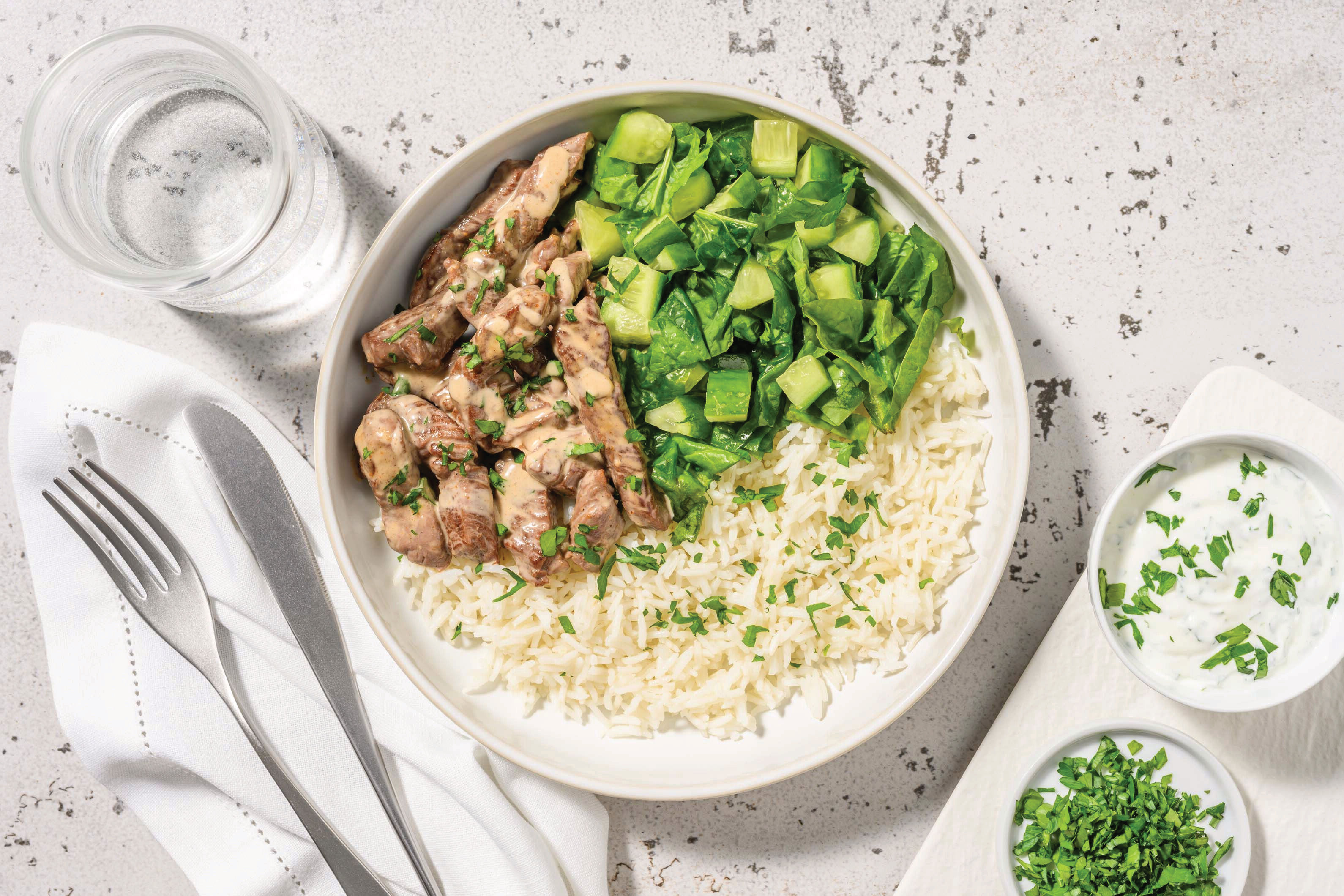 HelloHero: Indian Coconut Double Beef & Garlic Rice Recipe | HelloFresh