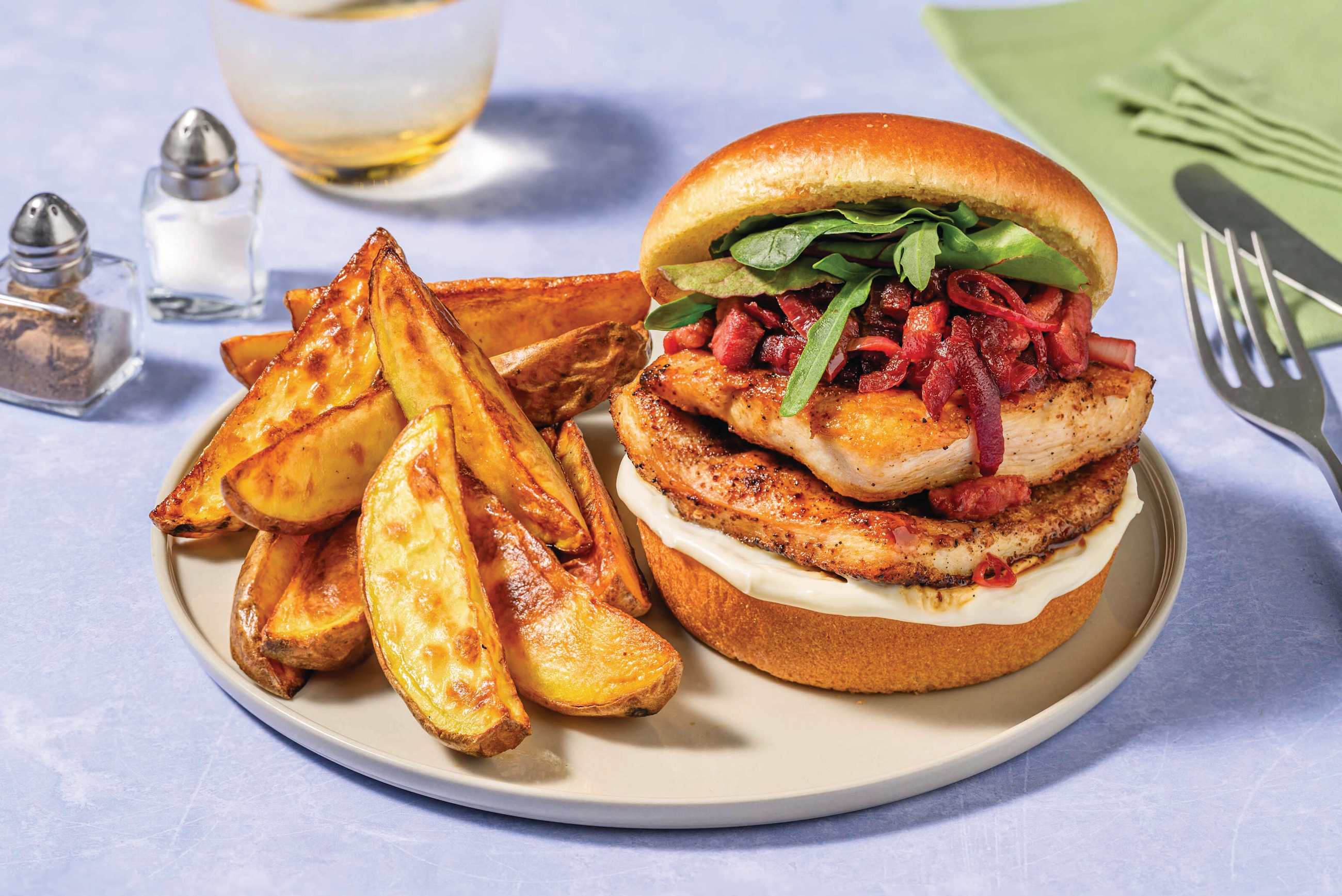 Supreme Chicken Burger & Wedges Recipe | HelloFresh
