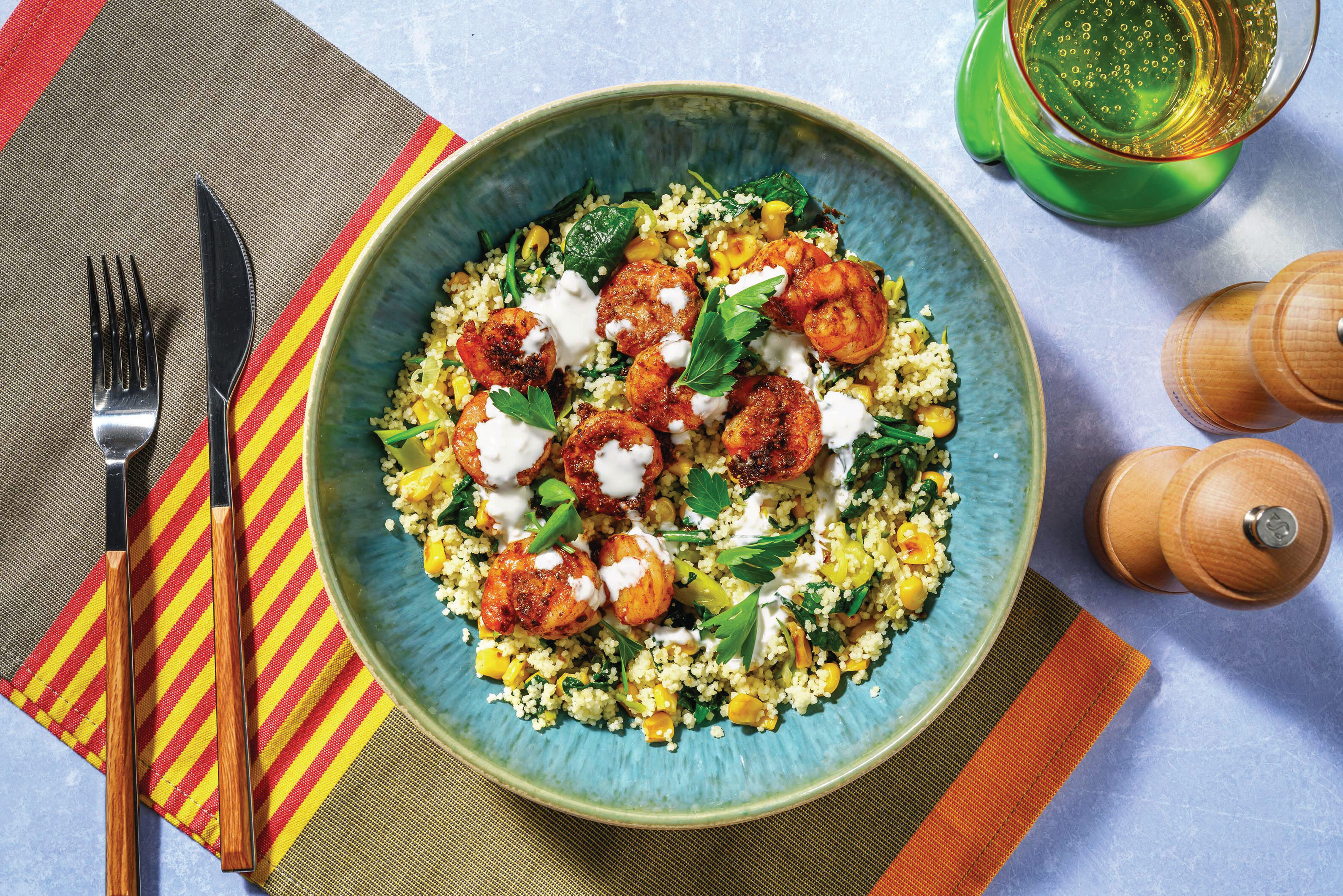 Caribbean Jerk Prawns & Veggie Couscous Recipe | HelloFresh