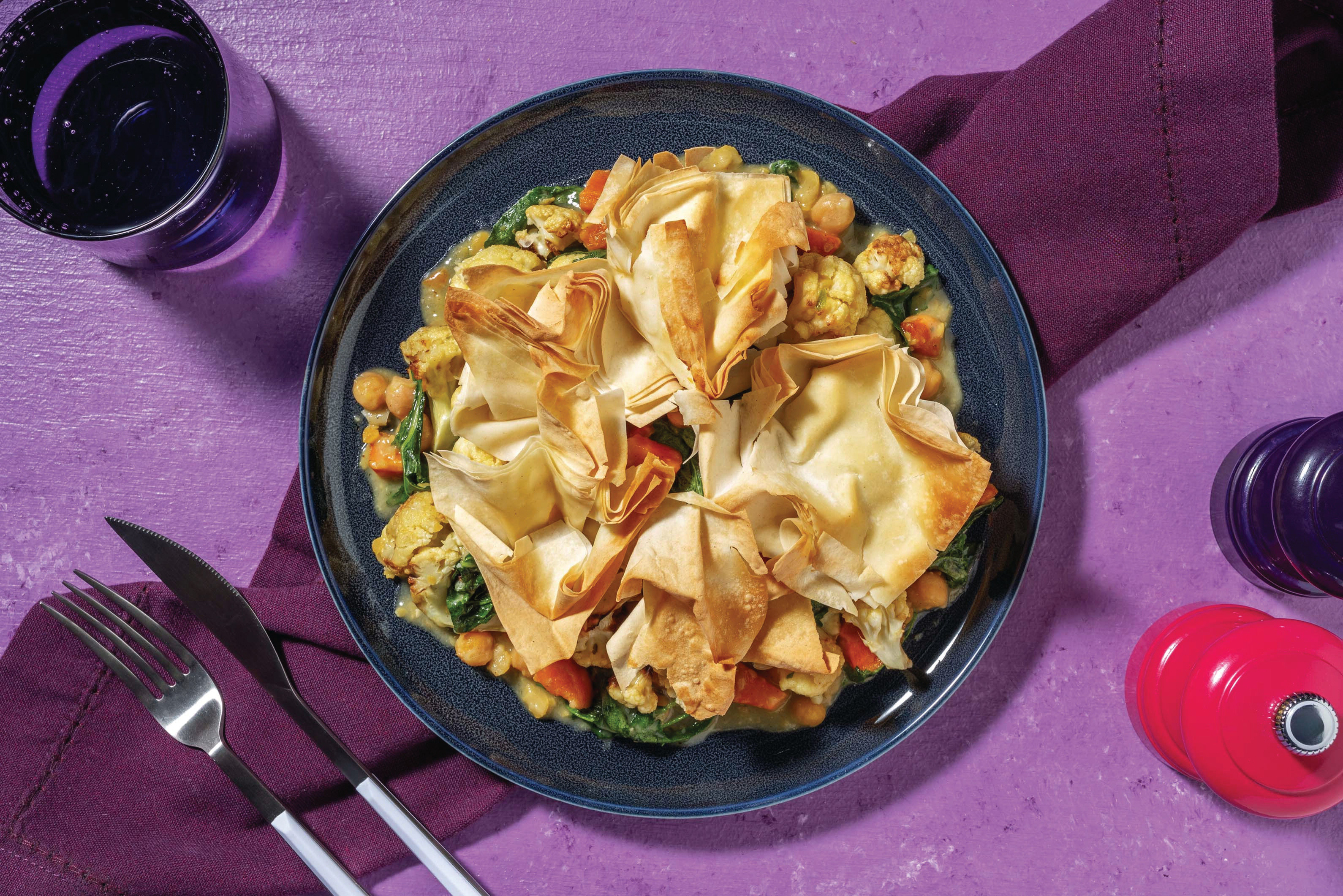 Curried Chickpea & Cauliflower Filo Pie Recipe | HelloFresh