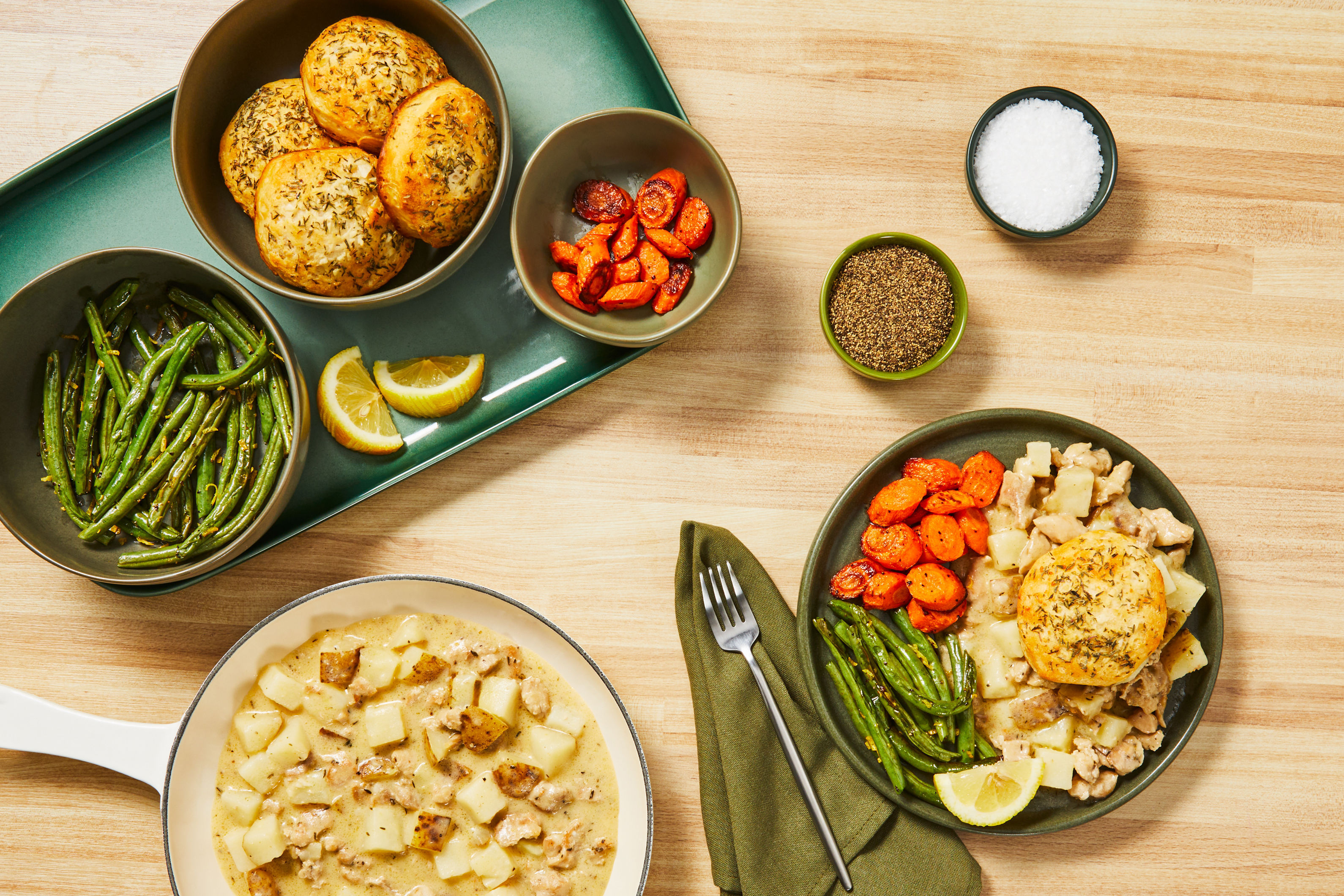 Cozy Chicken Pot Pie & Biscuits Bar Recipe | HelloFresh