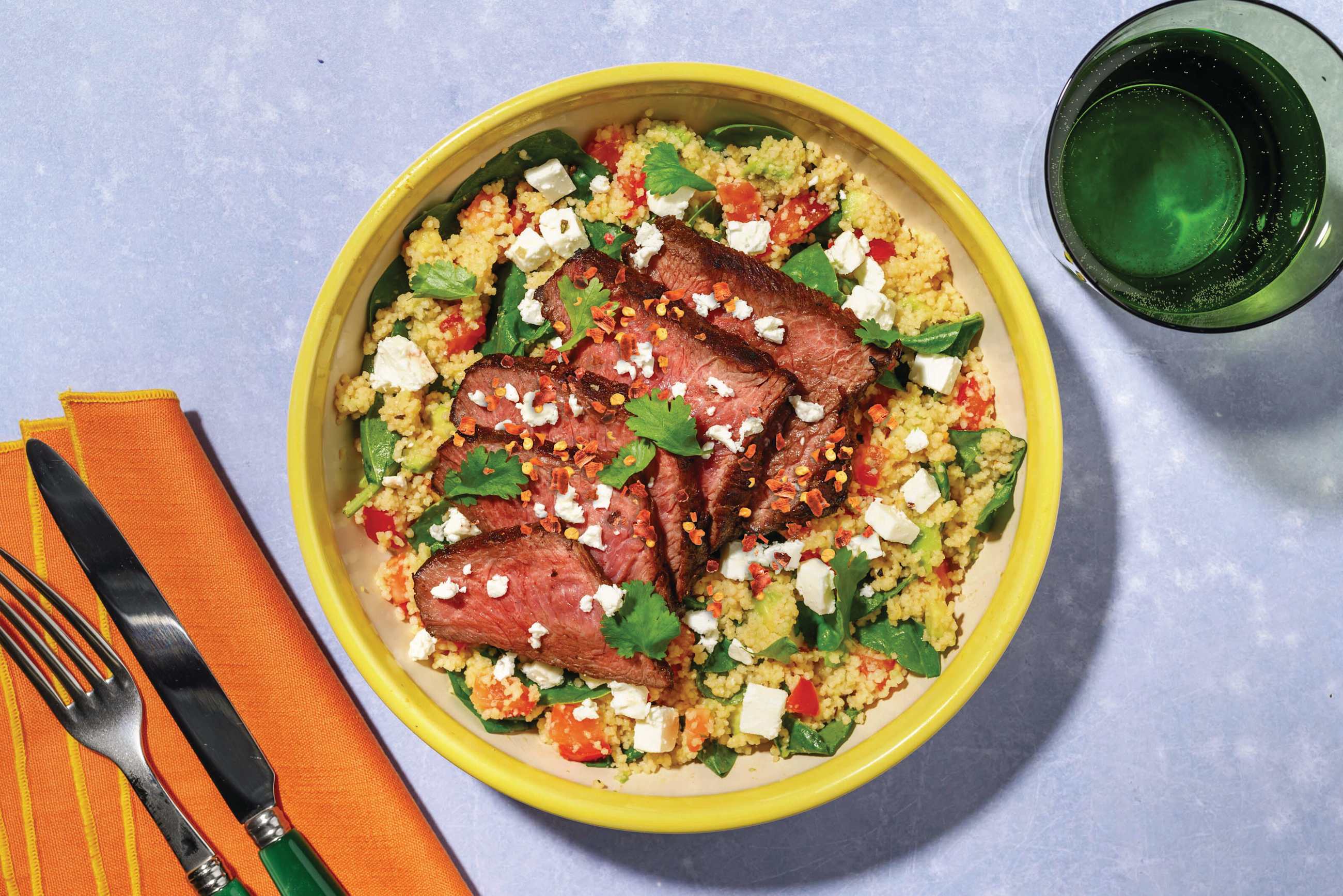 Peri-Peri Beef Rump & Avo Couscous Toss Recipe | HelloFresh
