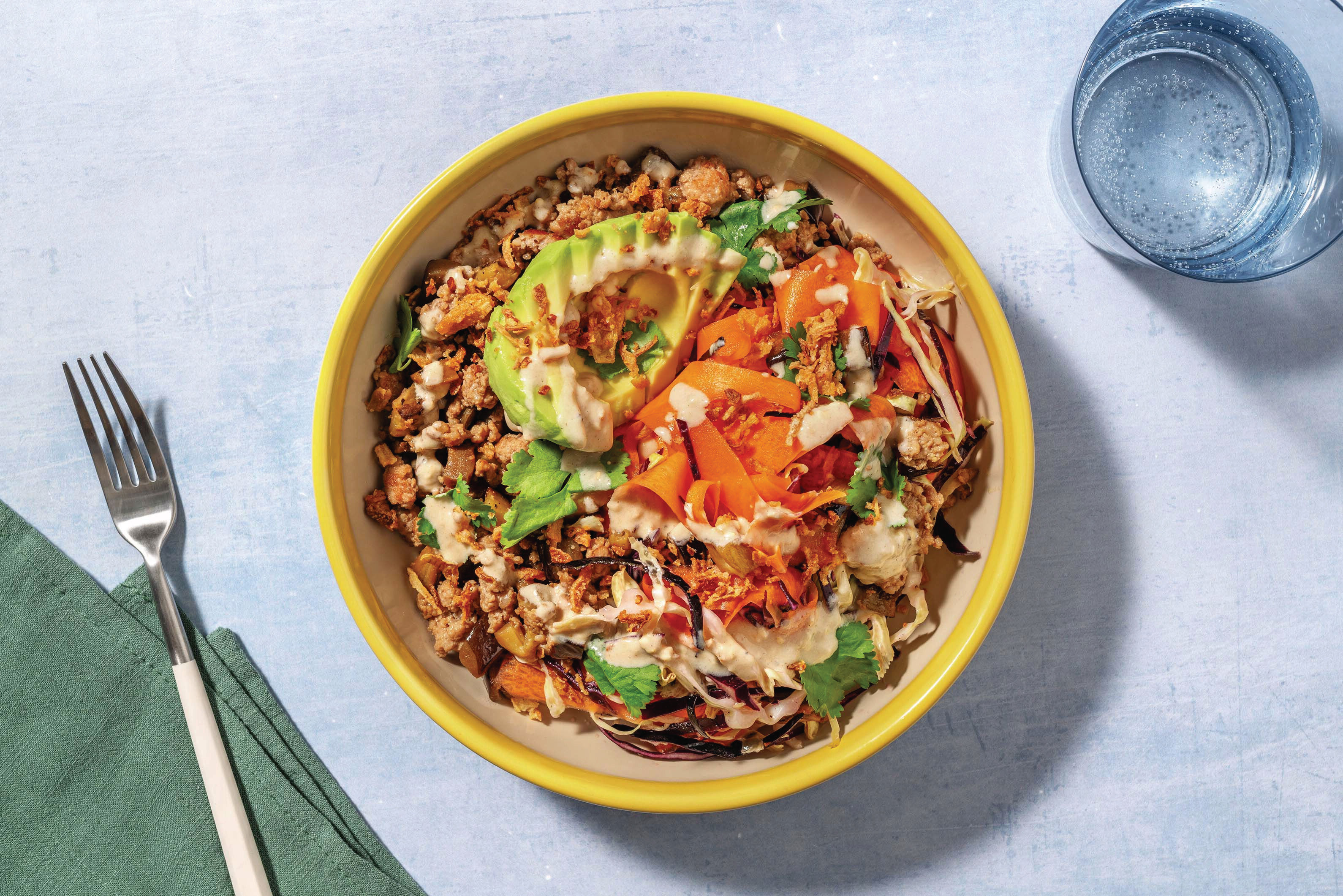 Honey-Soy Pork & Eggplant Salad Bowl Recipe | HelloFresh