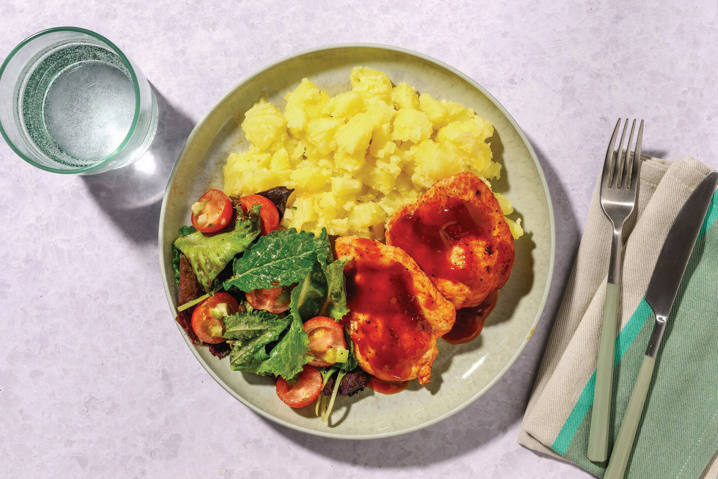 Sticky spiced Chicken & Crushed Potatoes Recipe | HelloFresh