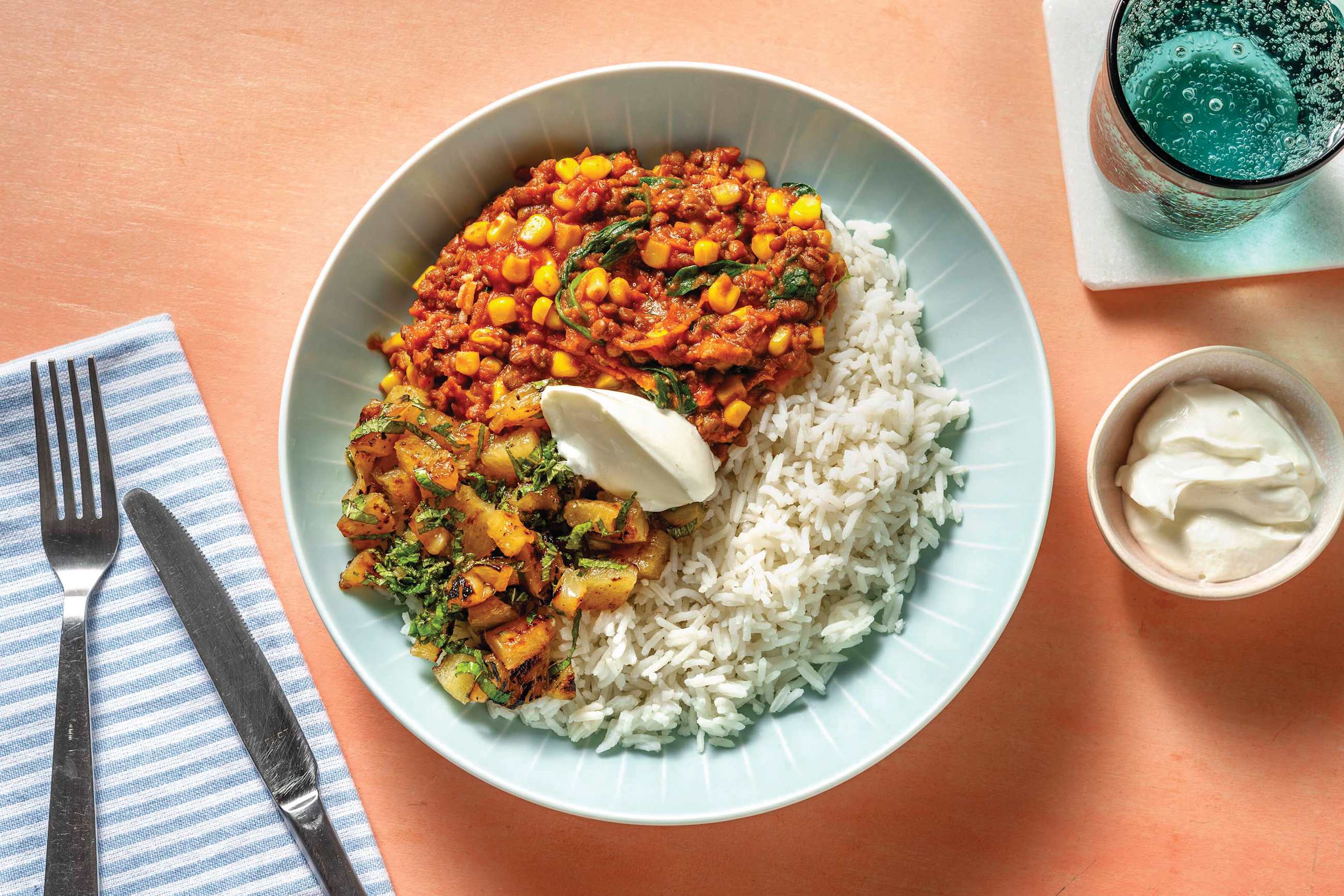 Caribbean Lentils & Pineapple-Mint Salsa Recipe | HelloFresh