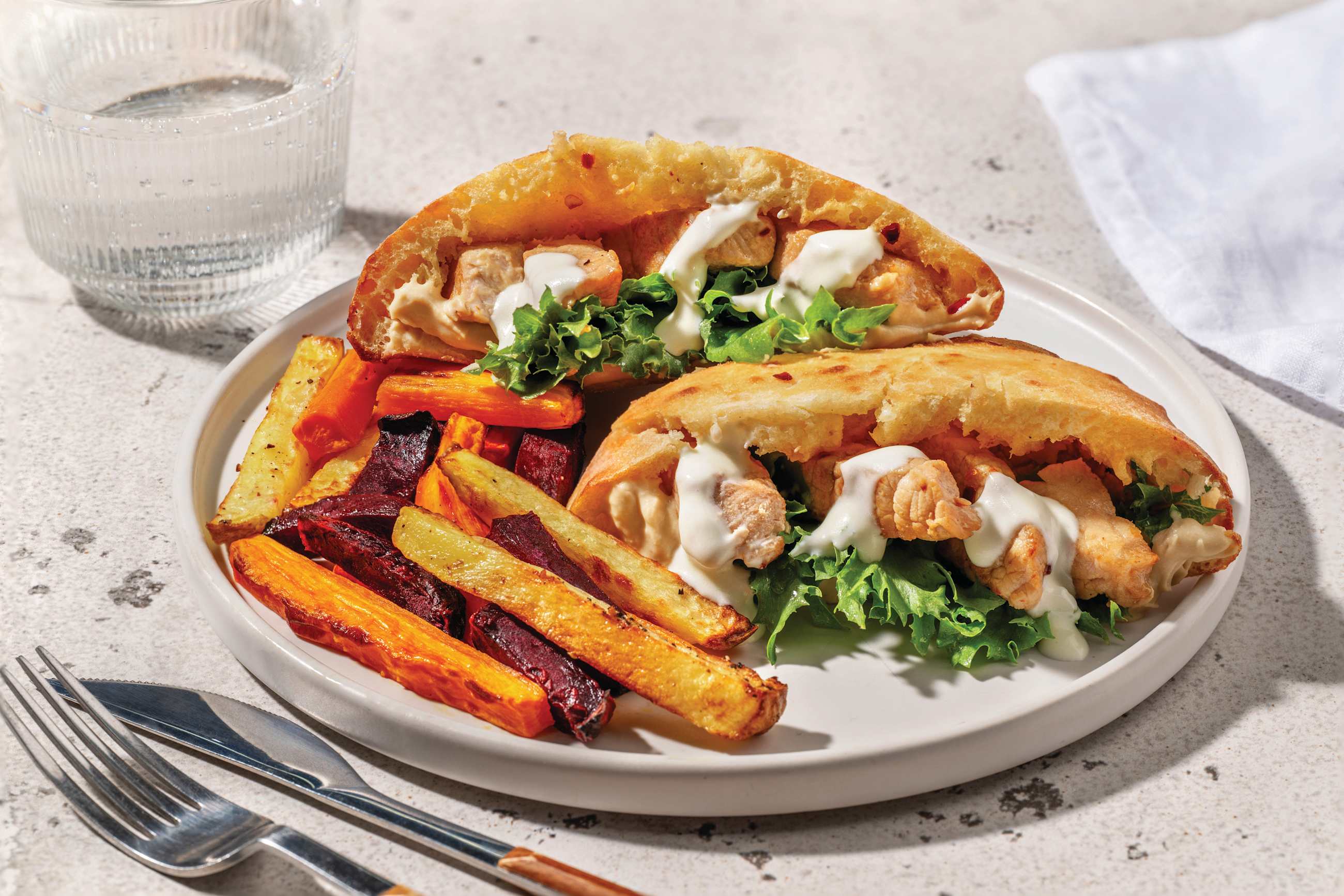 Zesty Chilli Pork & Hummus Pita Recipe | HelloFresh