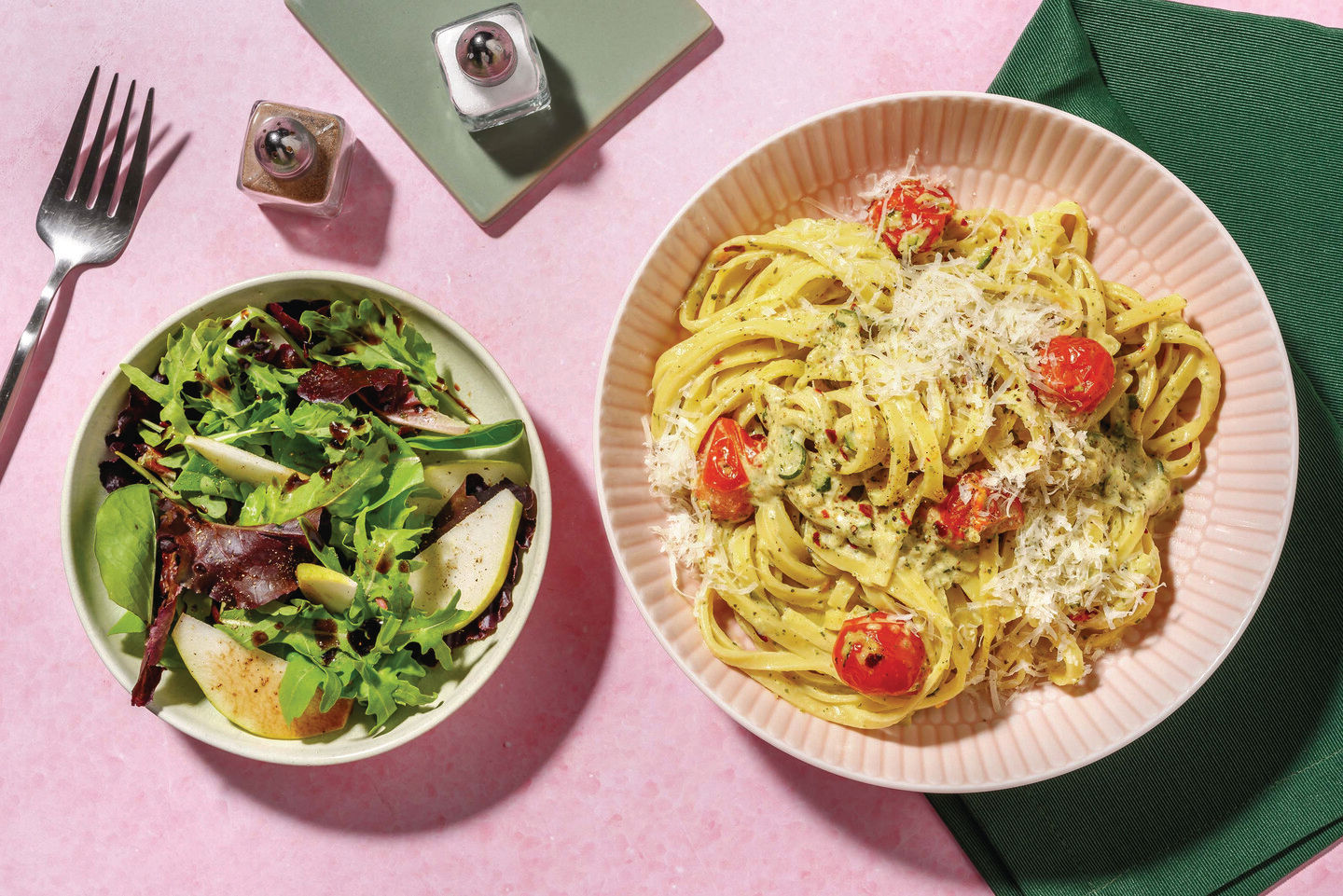 Creamy Pesto & Cherry Tomato Fettuccine Recipe | HelloFresh