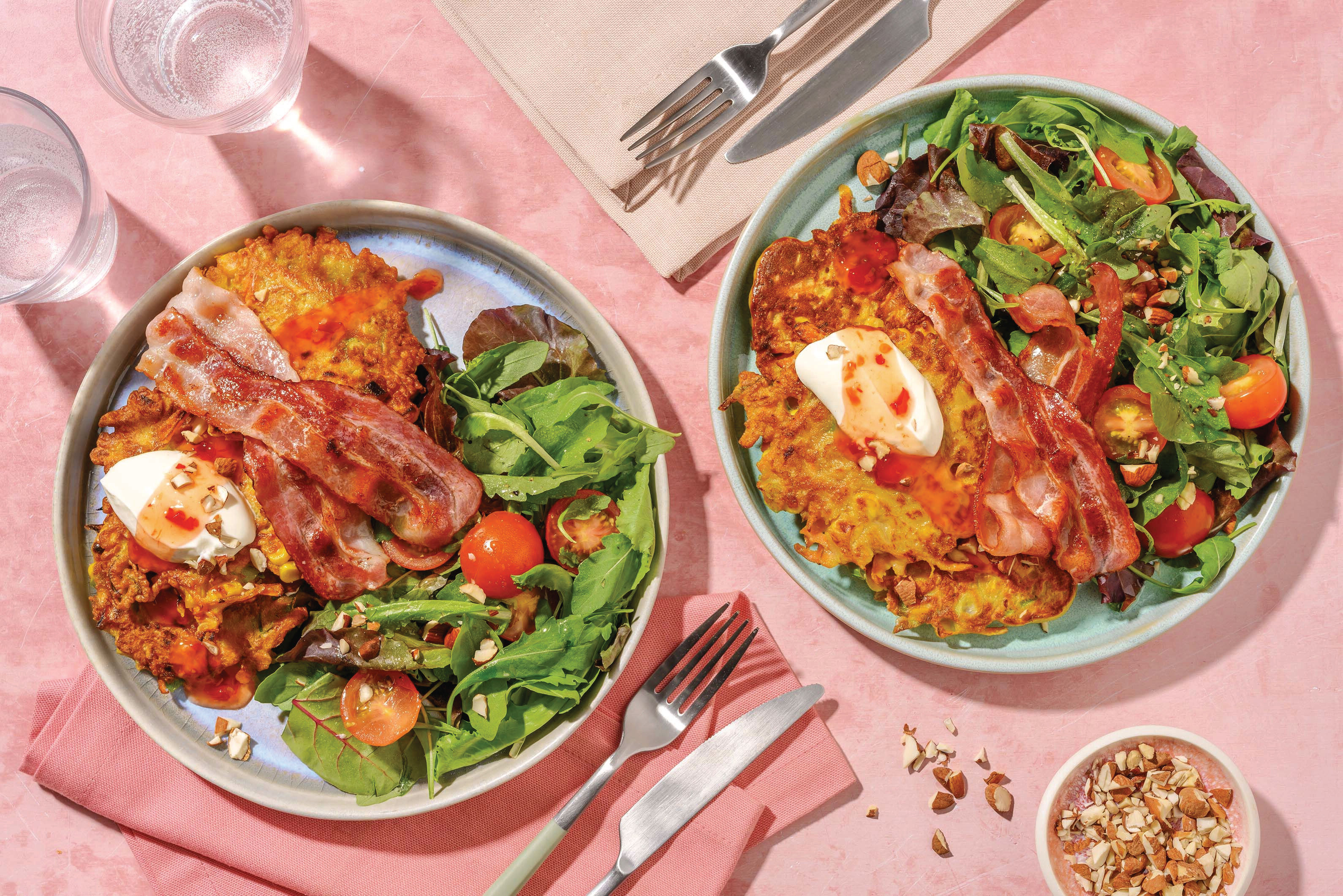 Corn Fritter & Bacon Stack Recipe | HelloFresh