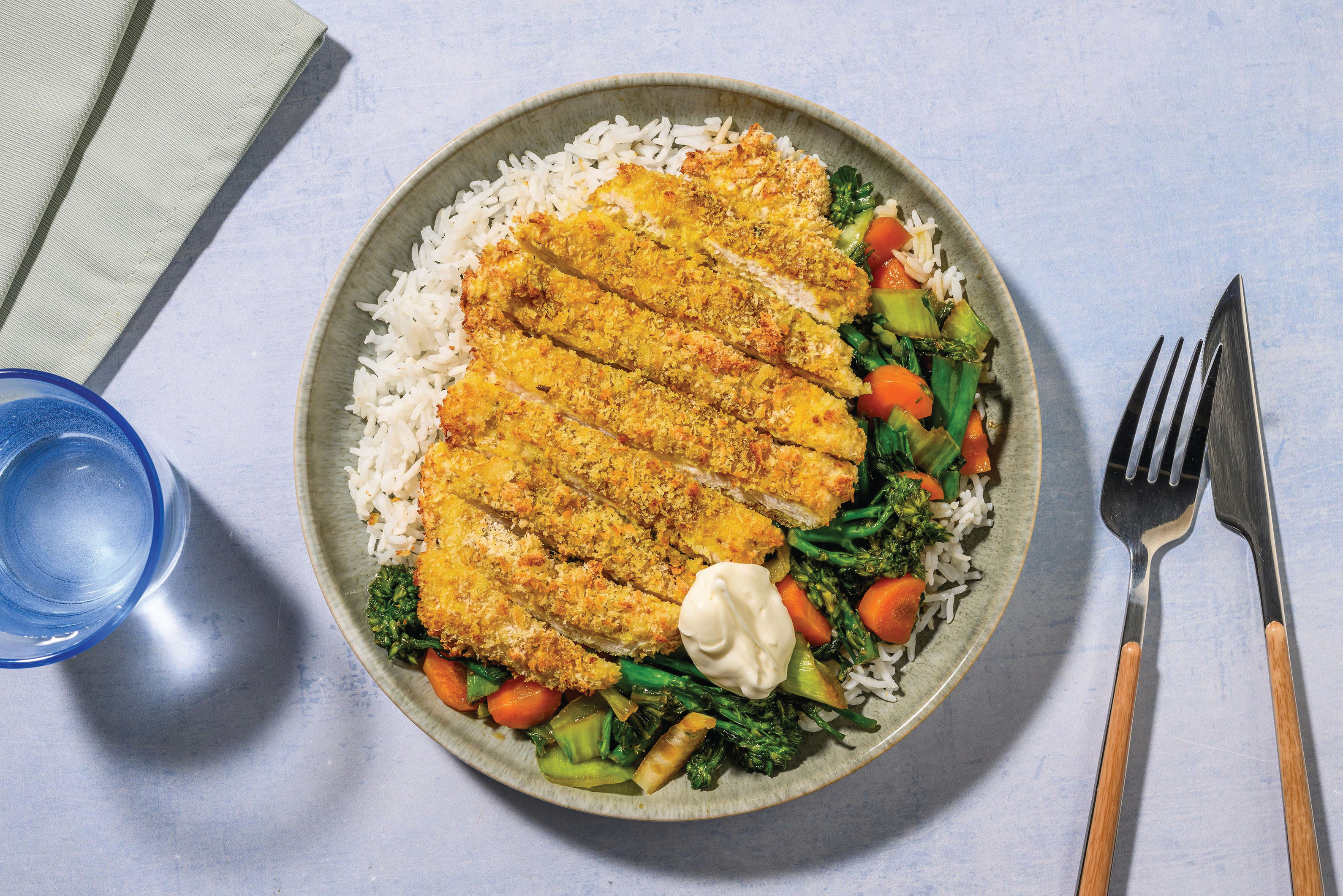 Asian Chicken Schnitzel & Garlic Rice Recipe | HelloFresh
