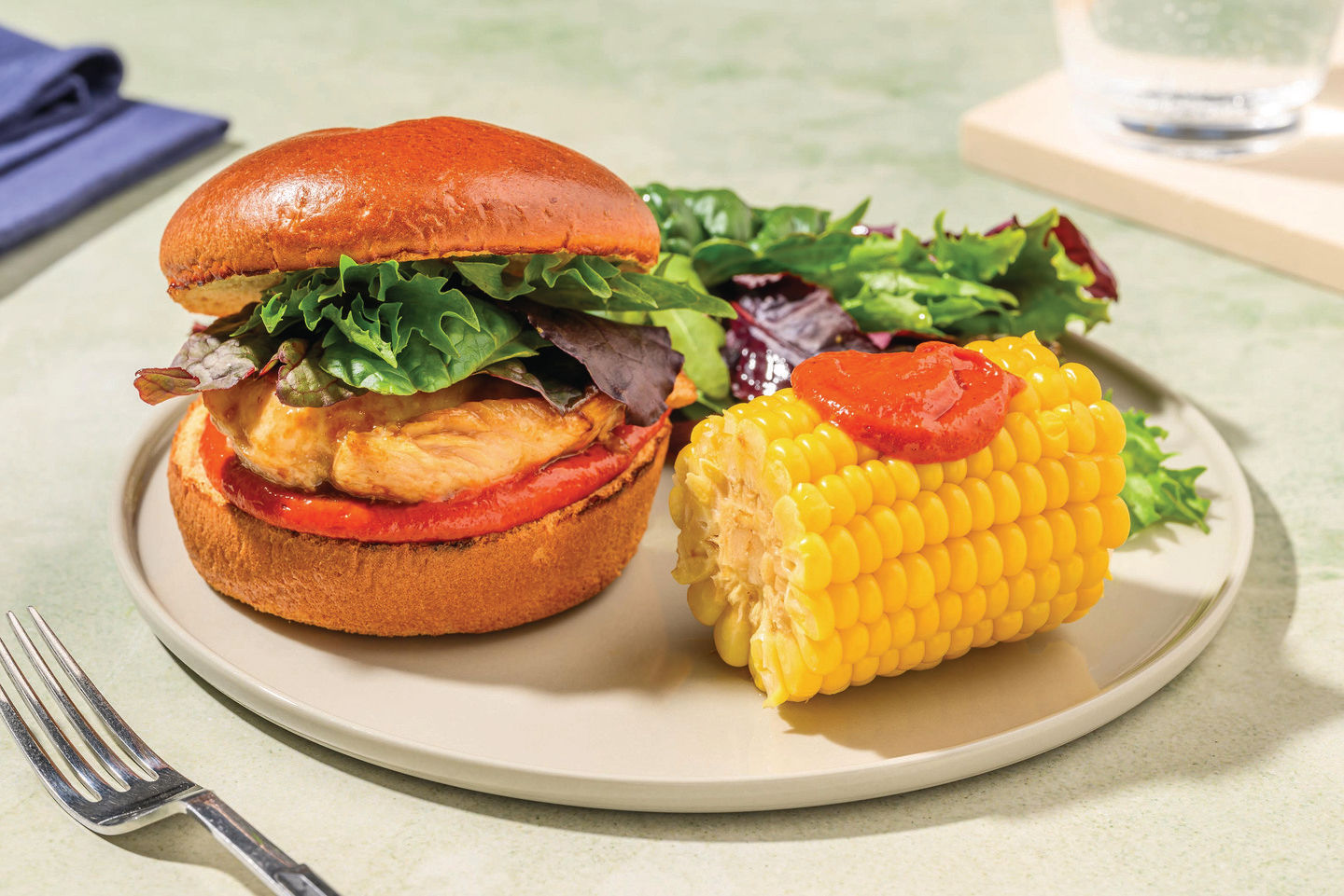 Korean Gochujang Aioli Double Chicken Burger Recipe | HelloFresh