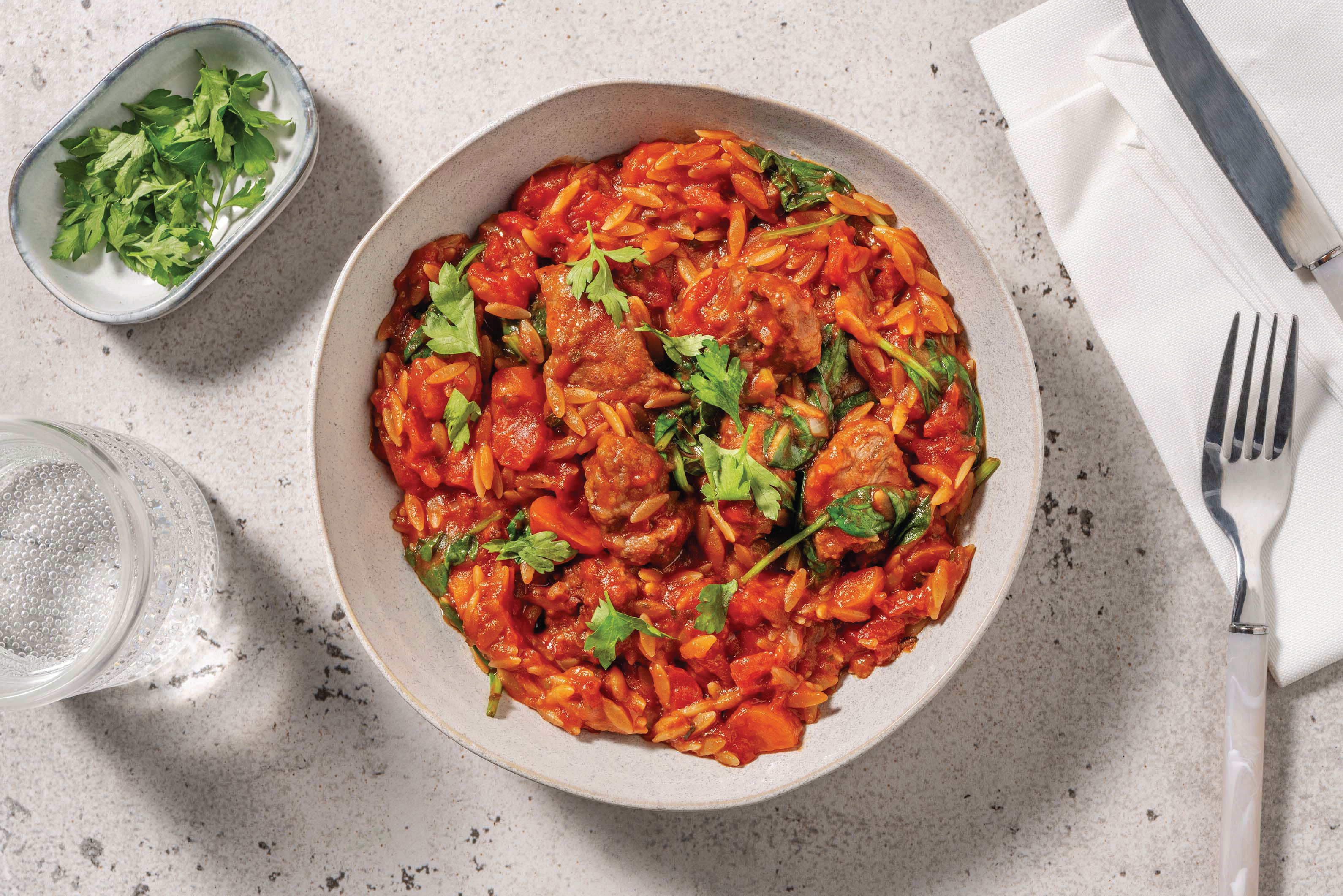 Mediterranean Tender Beef & Risoni Stew Recipe | HelloFresh