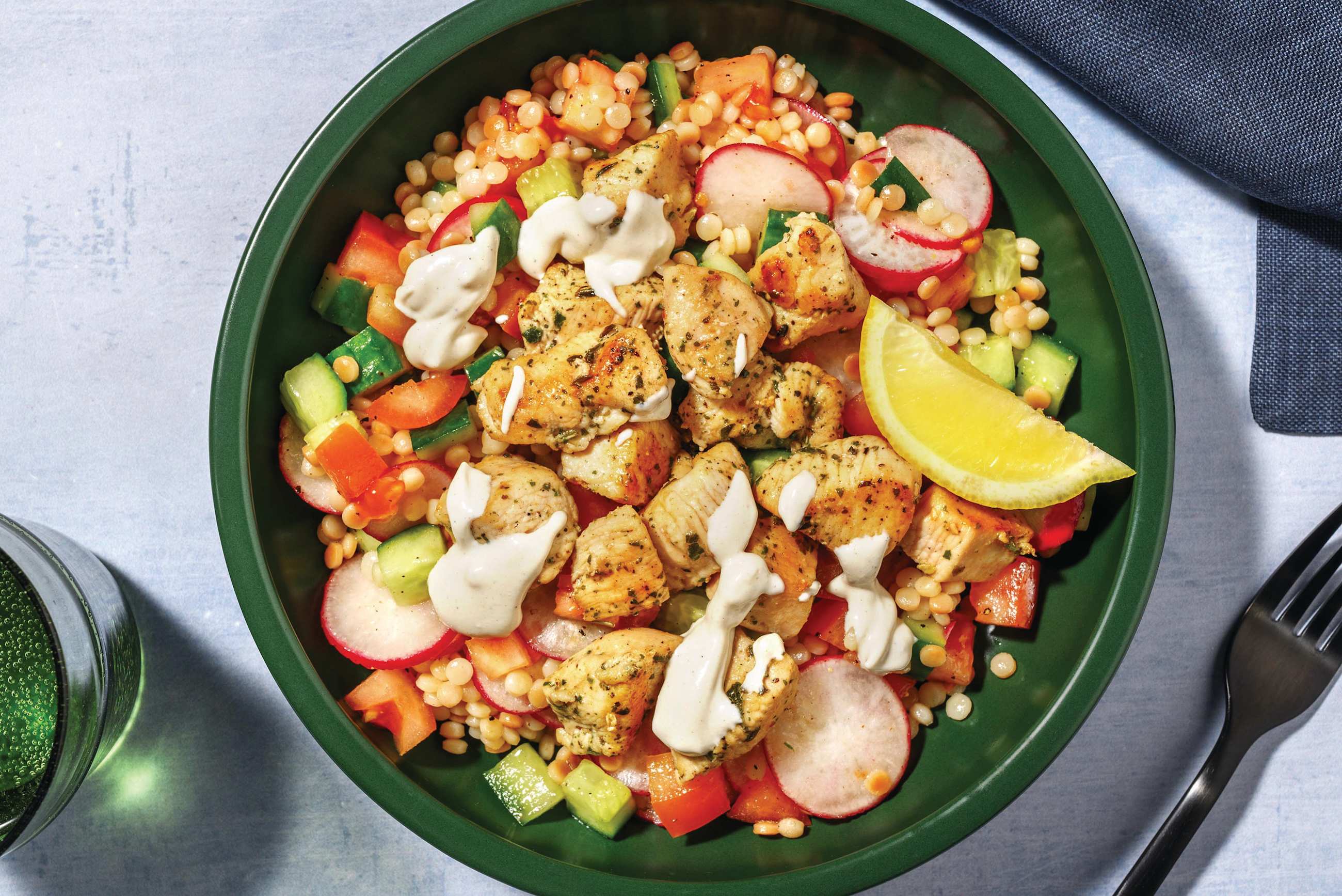Herby Chicken & Pearl Couscous Salad Bowl Recipe | HelloFresh