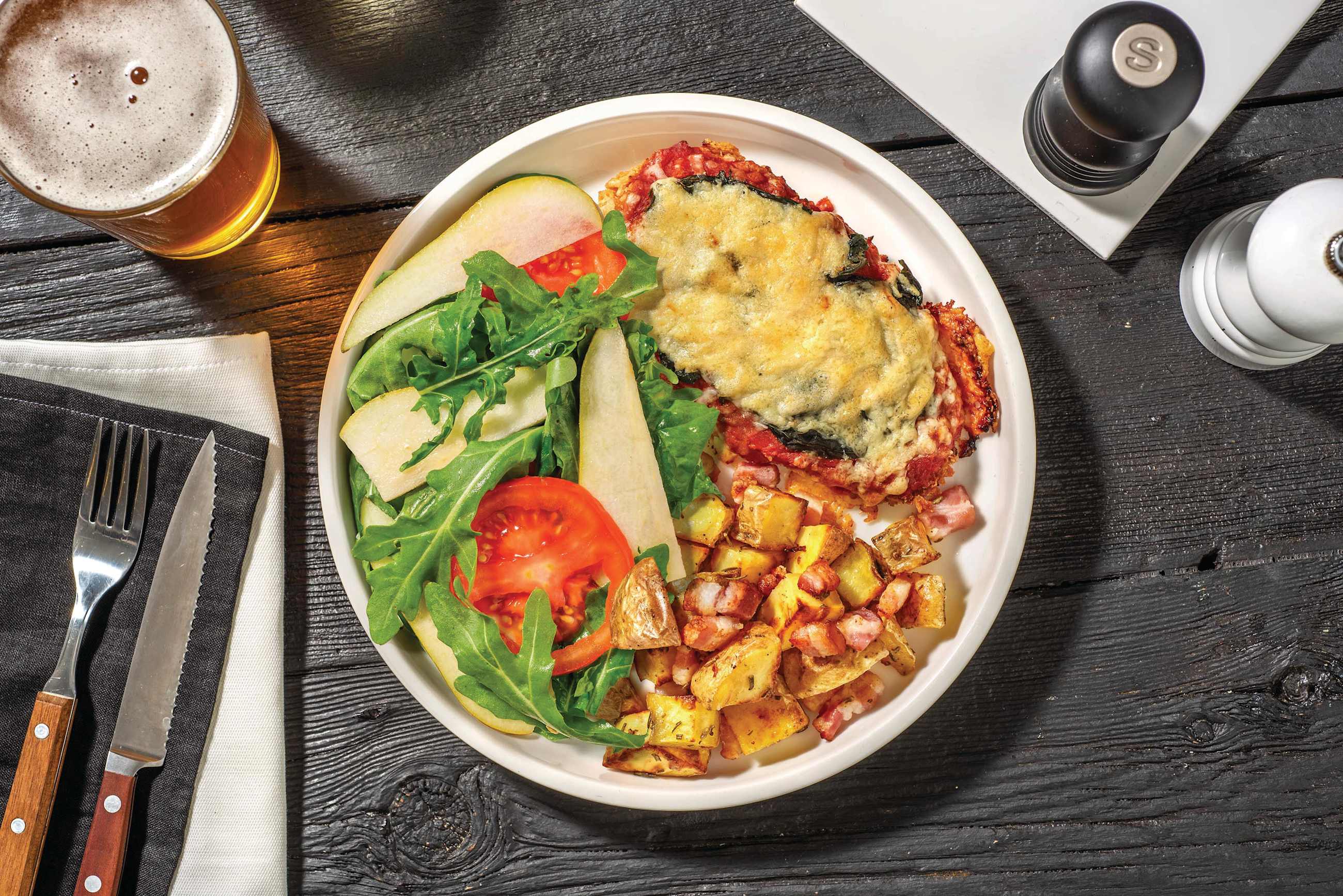 Chicken Parmi & Rosemary-Bacon Potatoes Recipe | HelloFresh