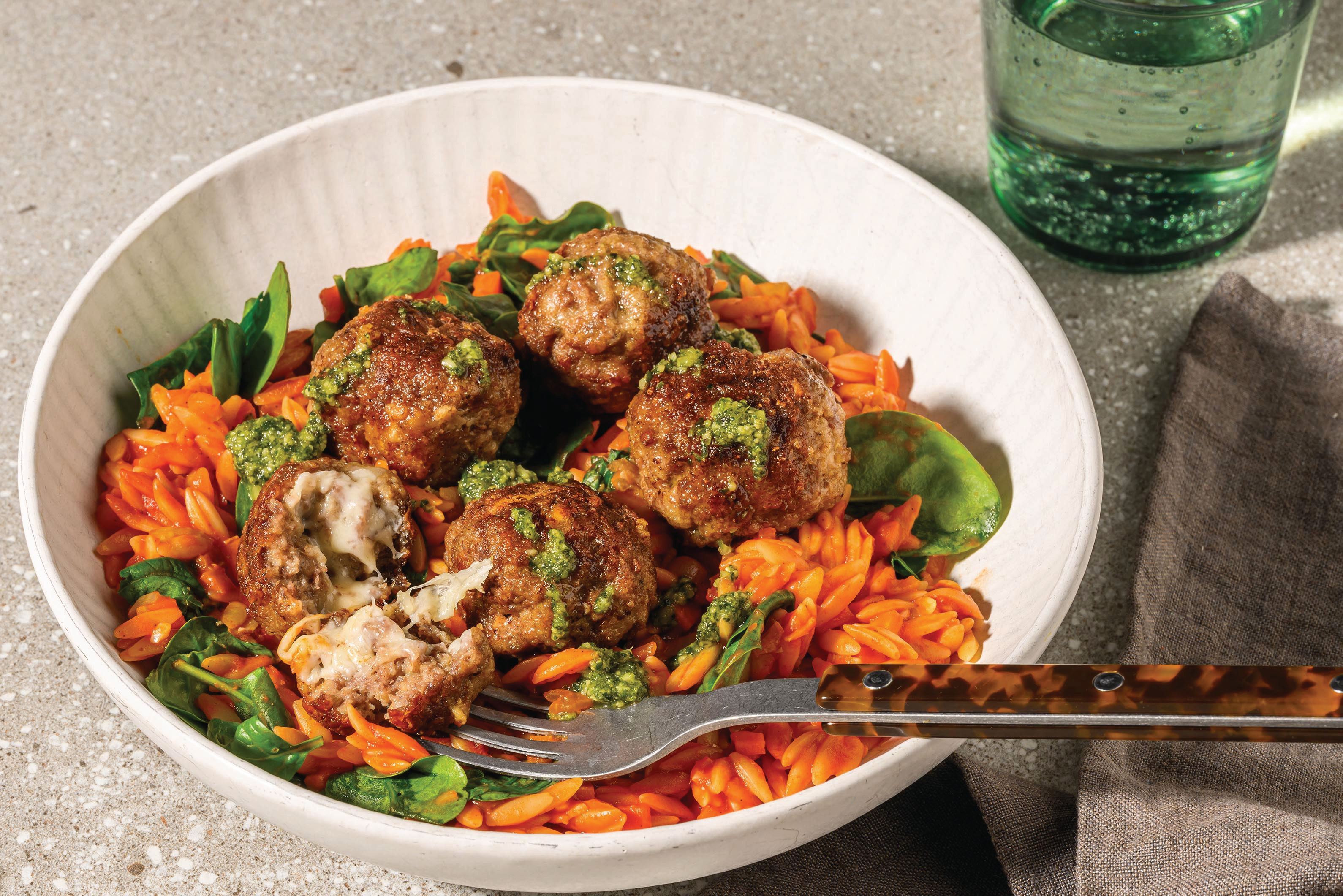 Double Cheesy Beef Meatballs & Tomato Risoni Recipe | HelloFresh