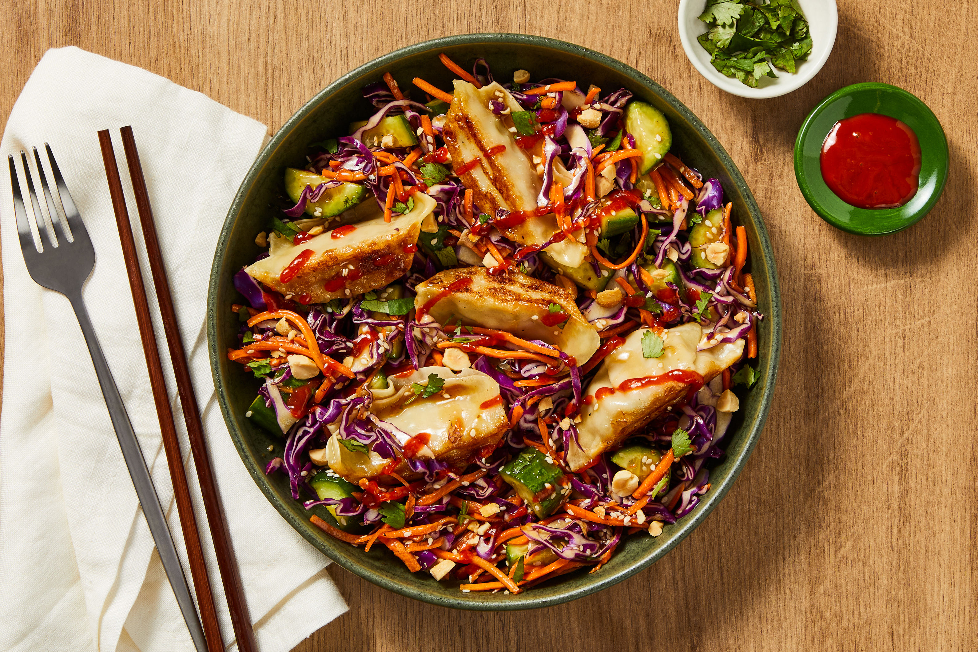 Sesame Chicken Gyoza & Red Cabbage Salad Recipe | HelloFresh