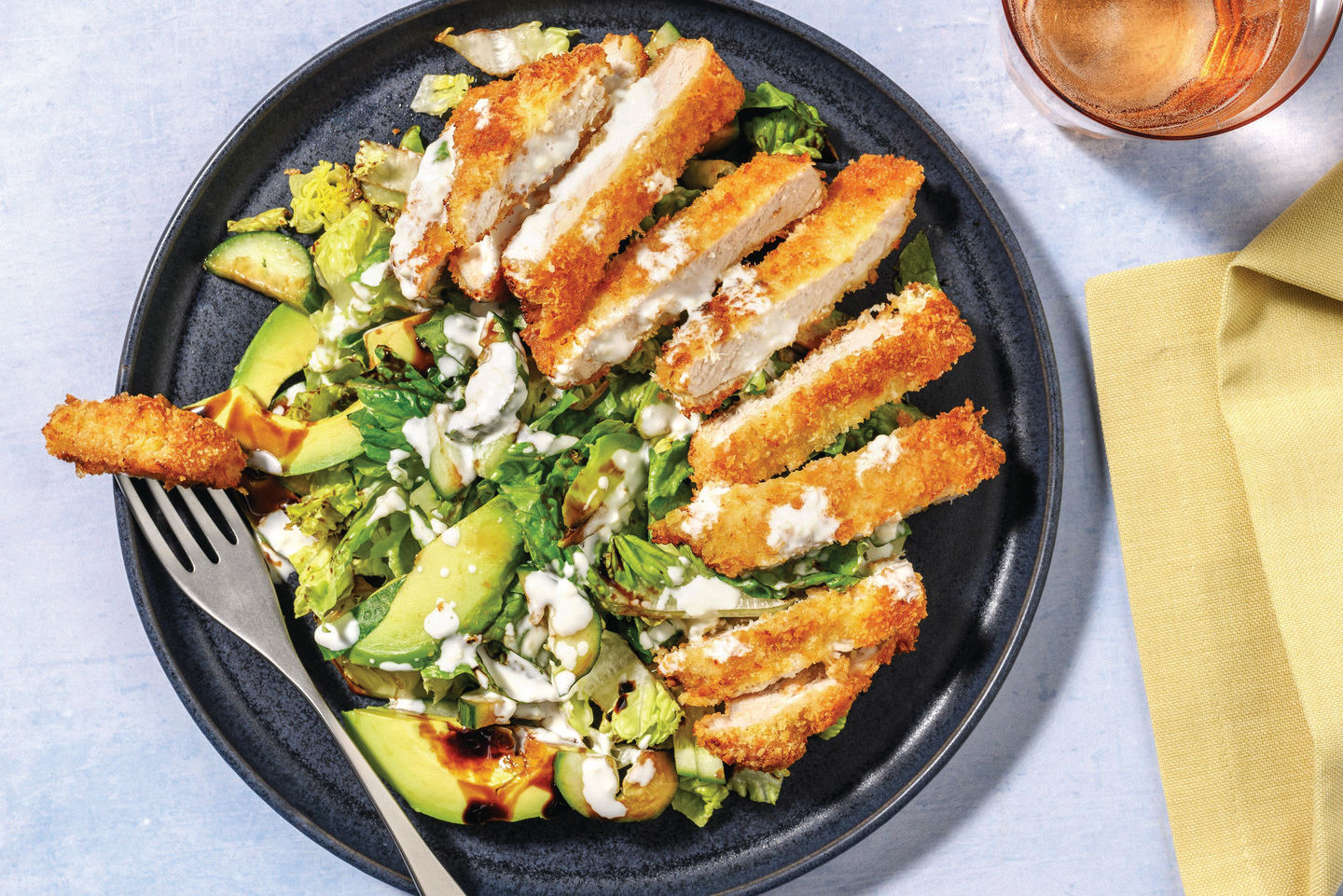 Smokey Pork Schnitzel & Cucumber Cos Salad Recipe | HelloFresh