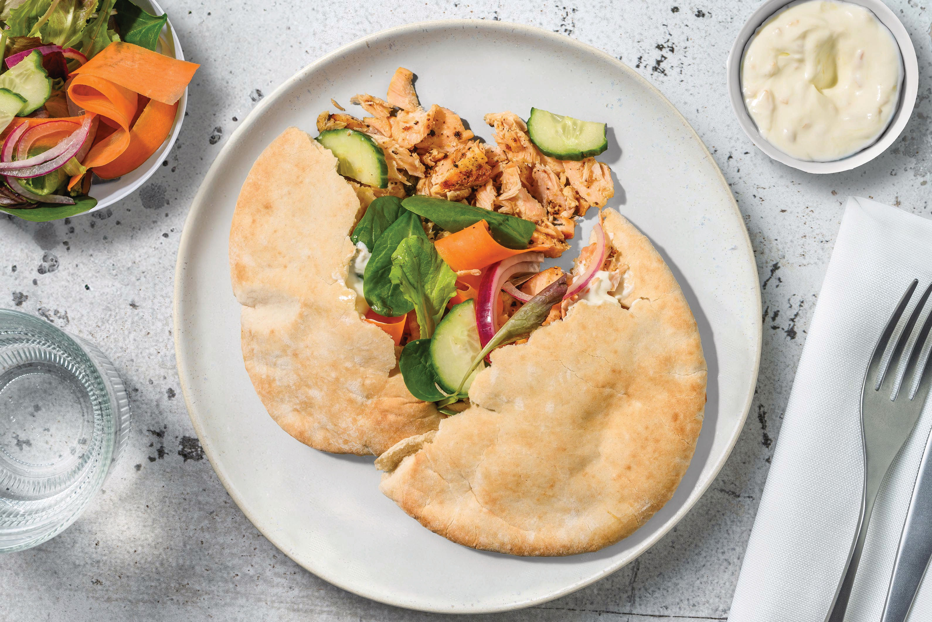 Double Lemon Pepper Salmon Pita Pockets Recipe | HelloFresh