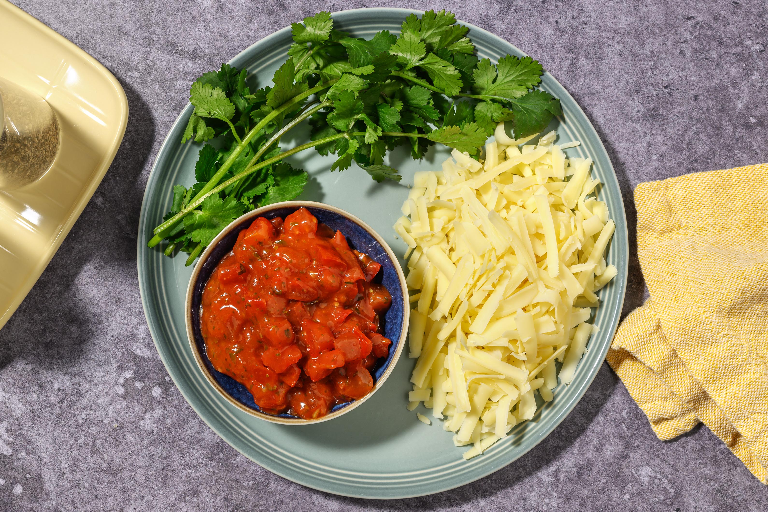 Shredded Cheddar Cheese, Roast Tomato Salsa & Coriander Recipe | HelloFresh