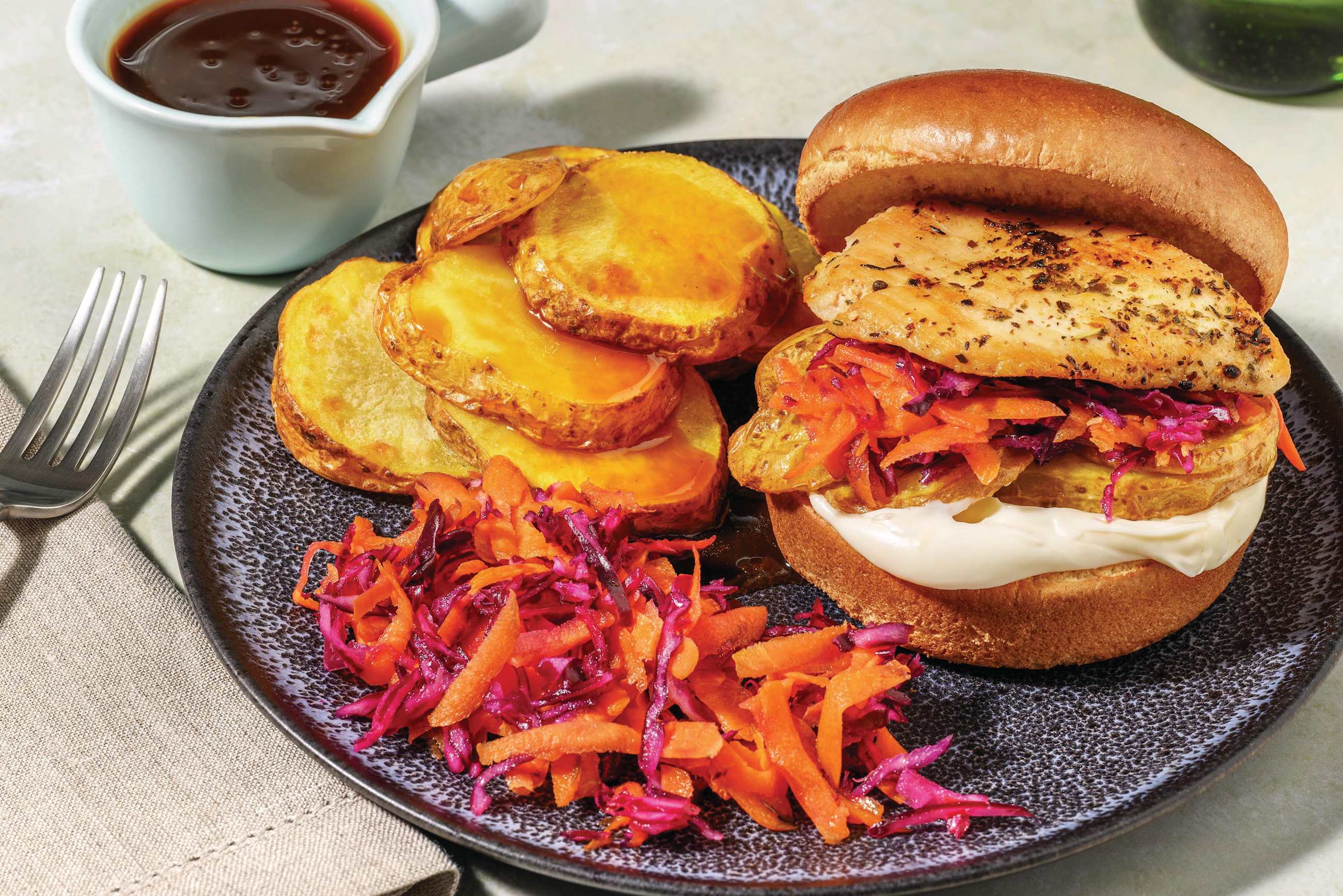 Seared Chicken & Roasted Spud Burger Recipe | HelloFresh