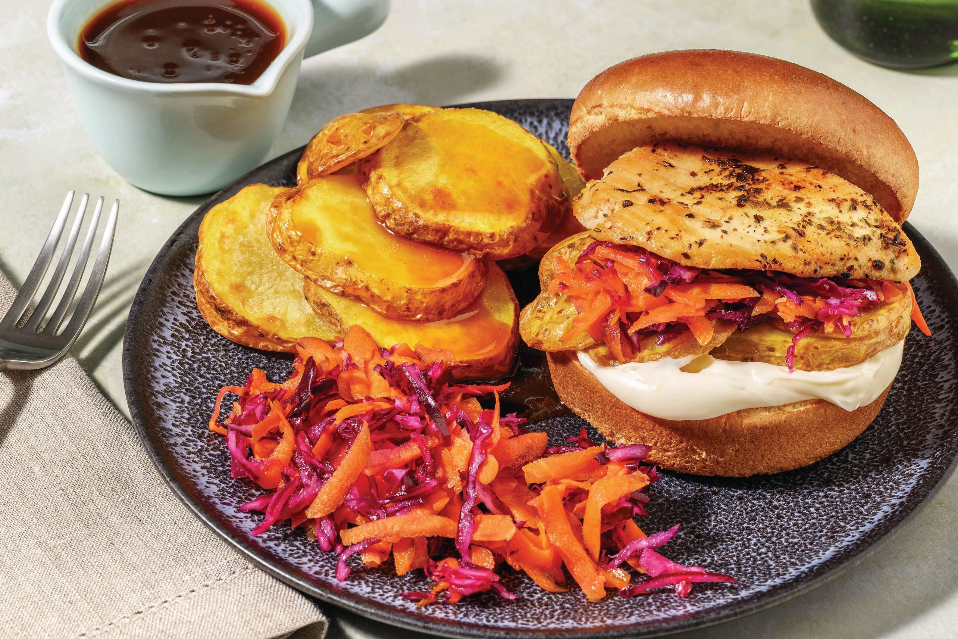 Seared Chicken & Roasted Spud Burger Recipe | HelloFresh