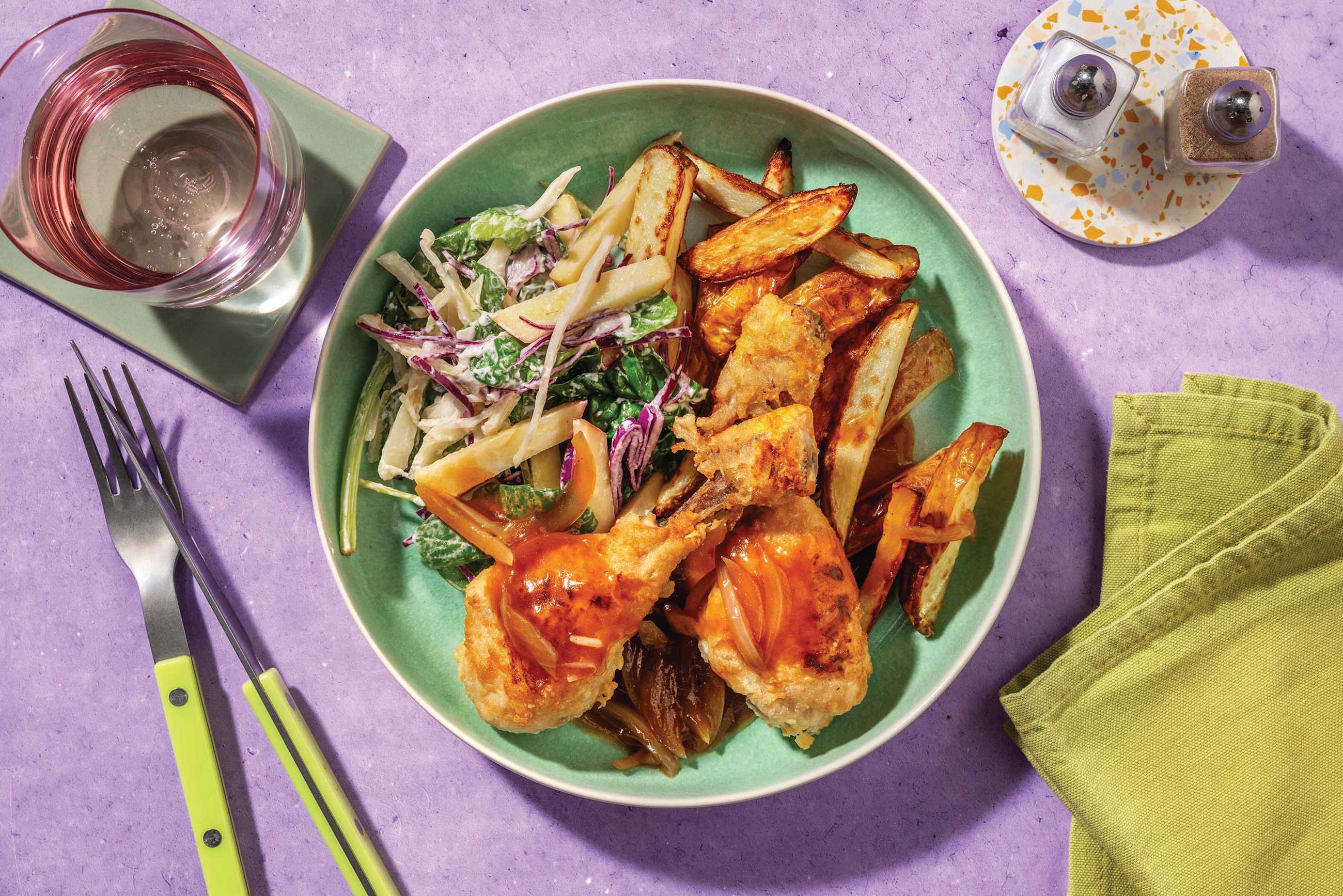 Kentucky-Style Fried Chicken, Halloumi & Chips Recipe | HelloFresh