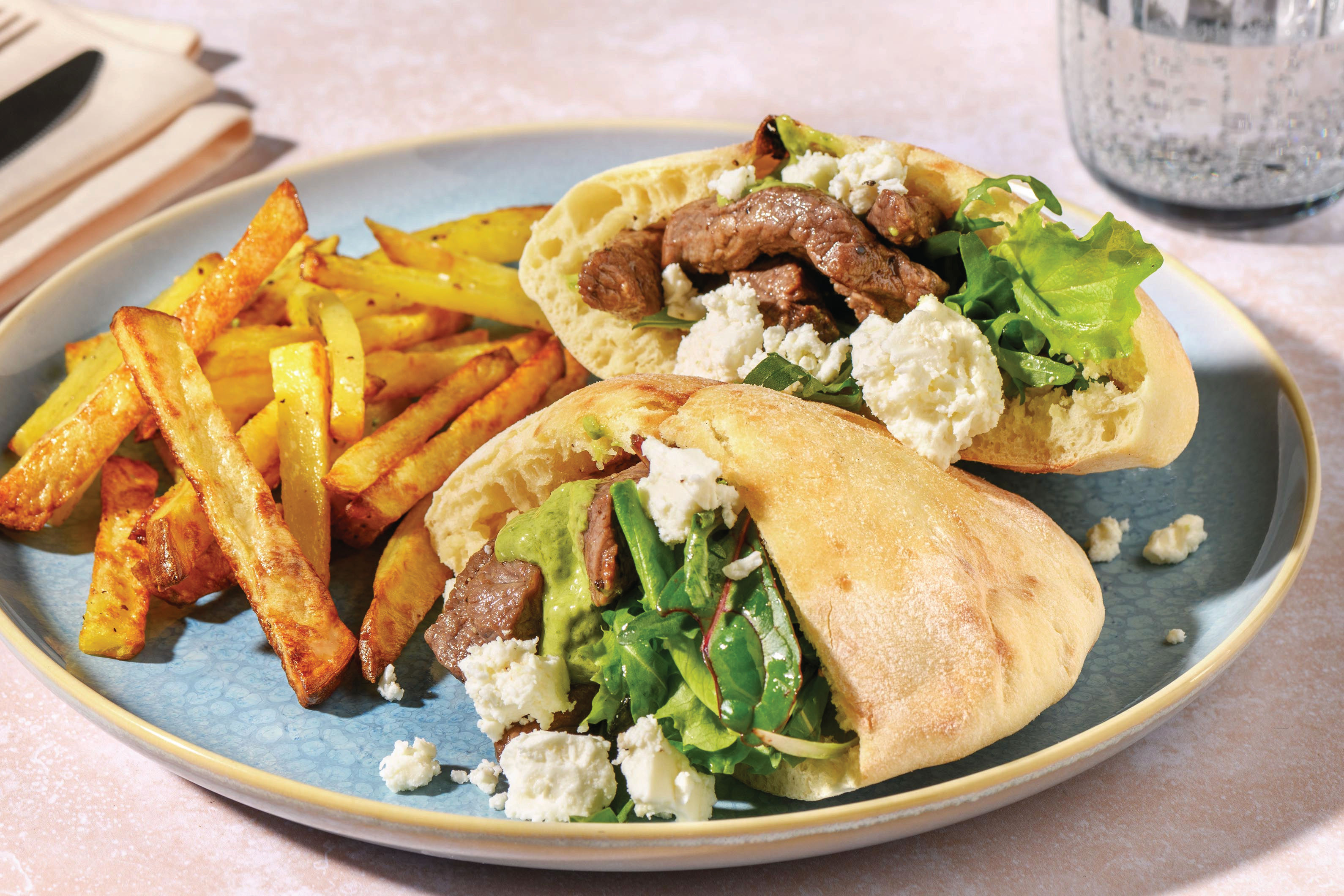 Creamy Pesto Beef & Fetta Pita Pockets Recipe | HelloFresh