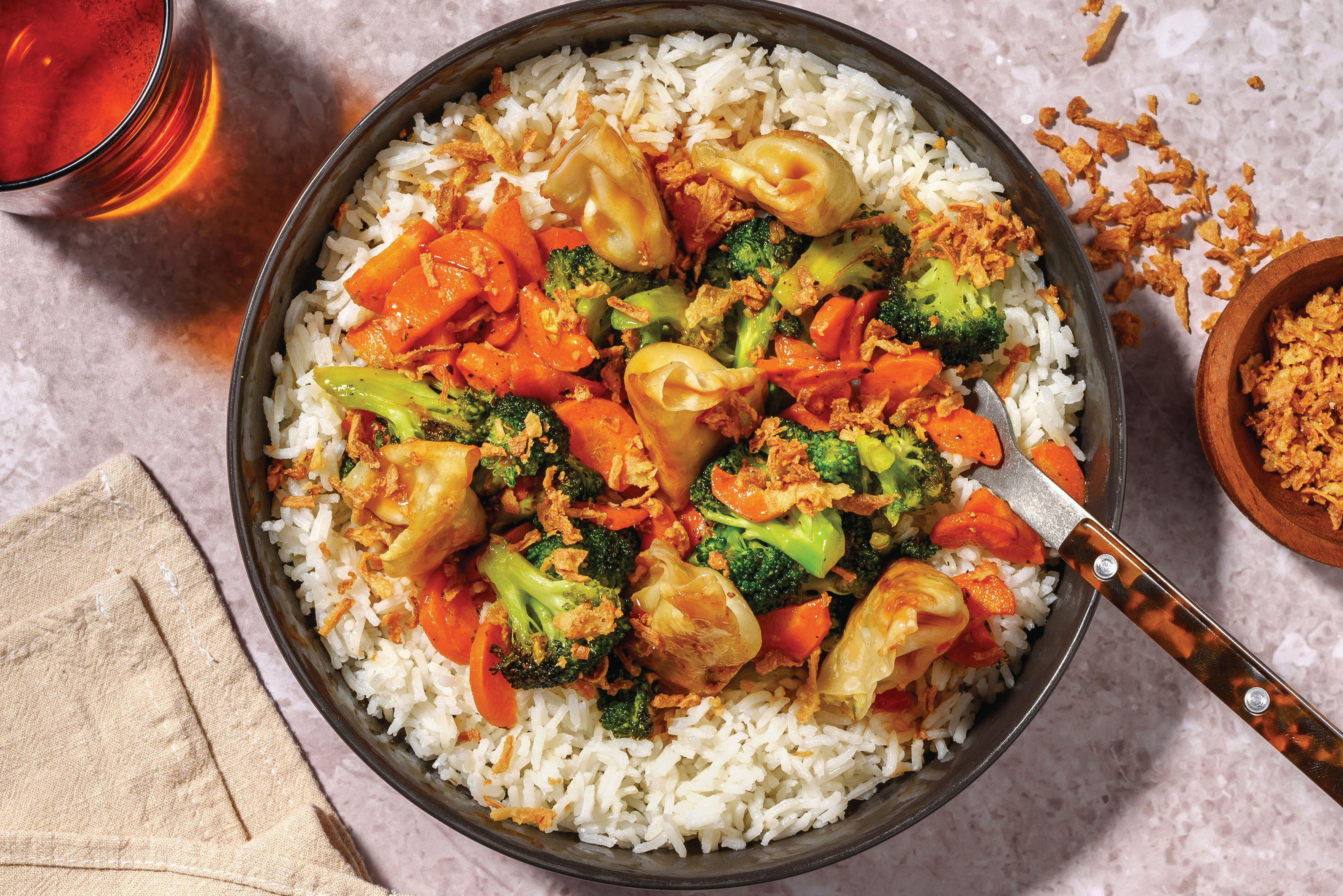 Sticky Prawn Wontons & Garlic Rice Recipe | HelloFresh