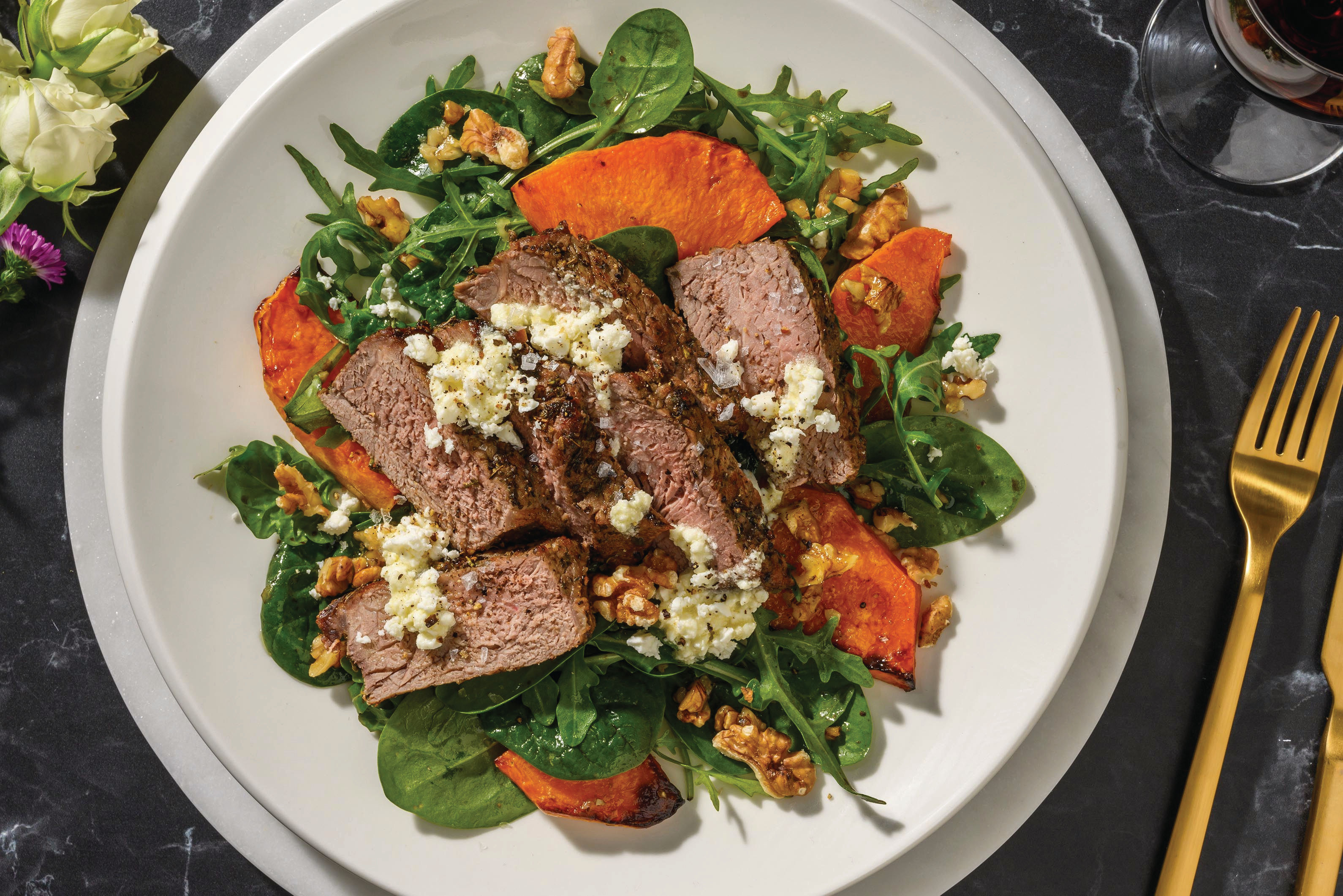 Herby-Pepper Beef Fillet & Pumpkin Salad Recipe | HelloFresh