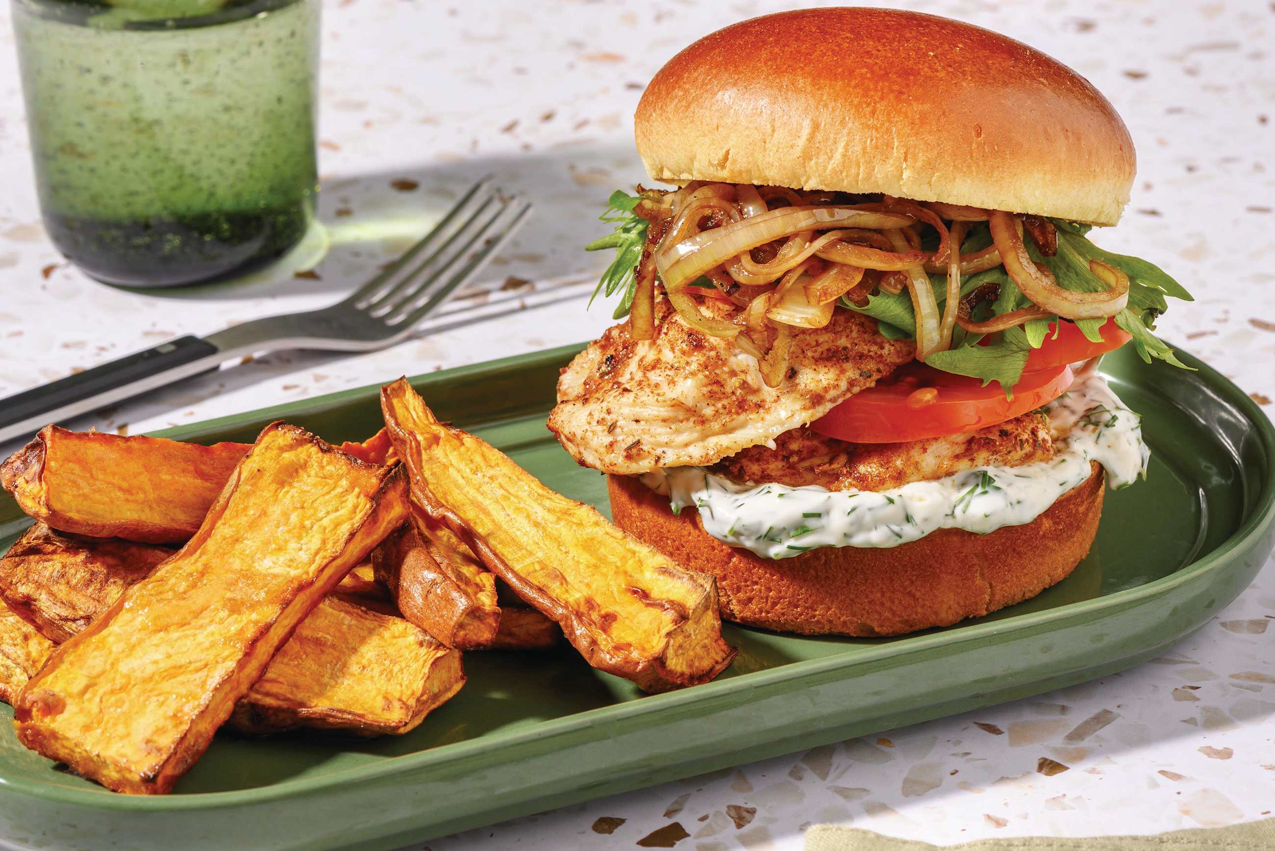 Aussie-Spiced Chicken & Haloumi Burger Recipe | HelloFresh