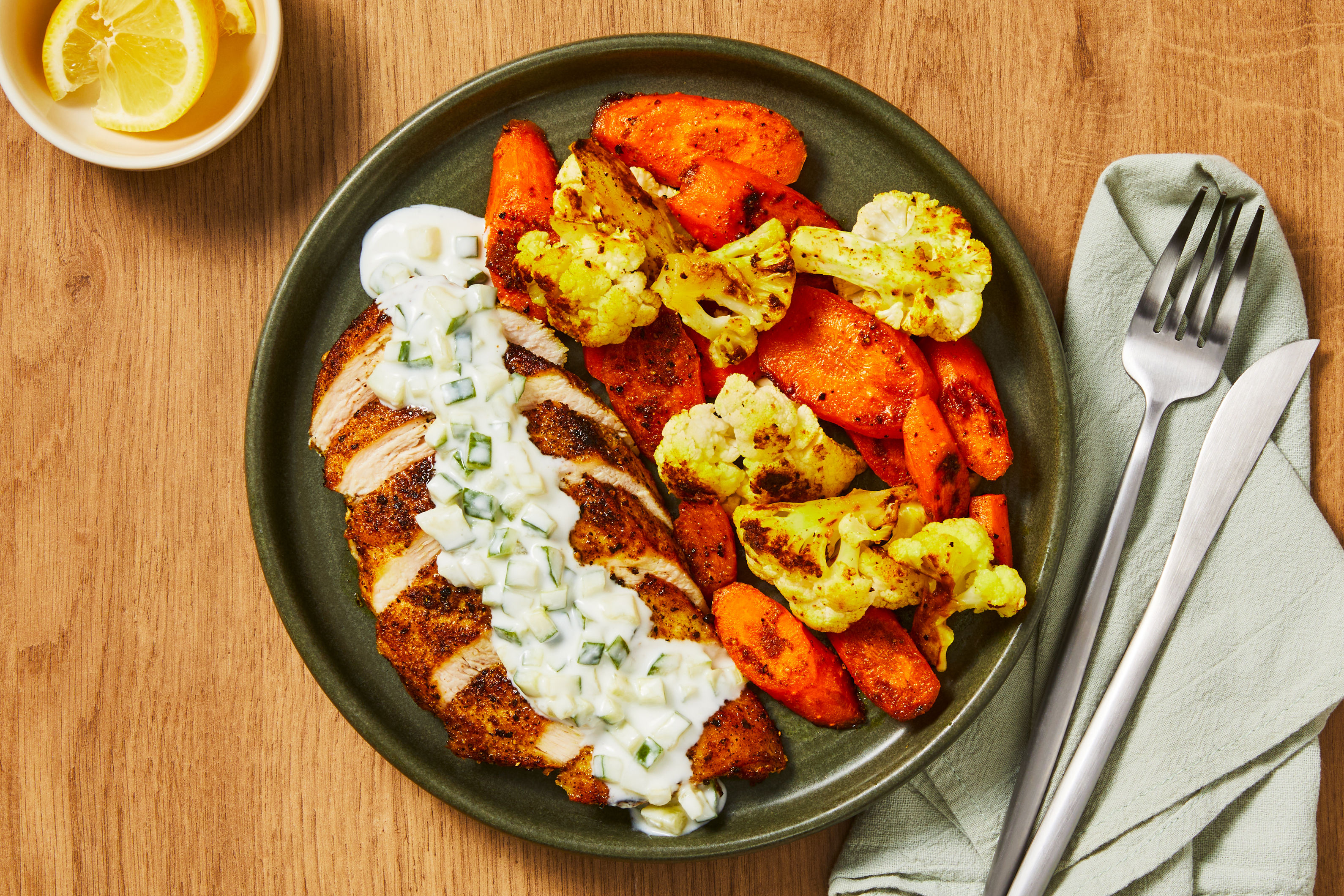 Masala-Spiced Chicken & Cucumber Raita Recipe | HelloFresh
