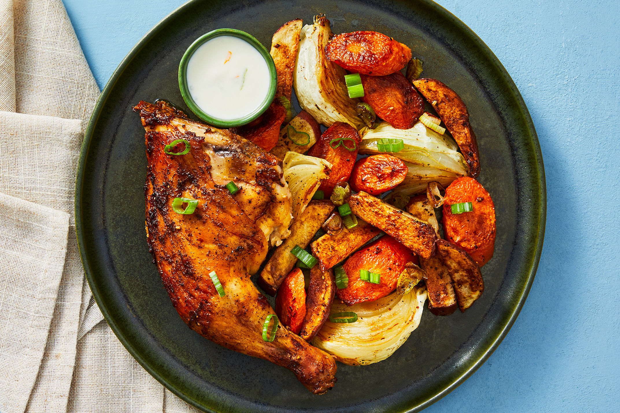 [SIDE VEG SWAP CARROTS TO BRUSSELS SPROUTS] Roasted Ancho Chicken and ...