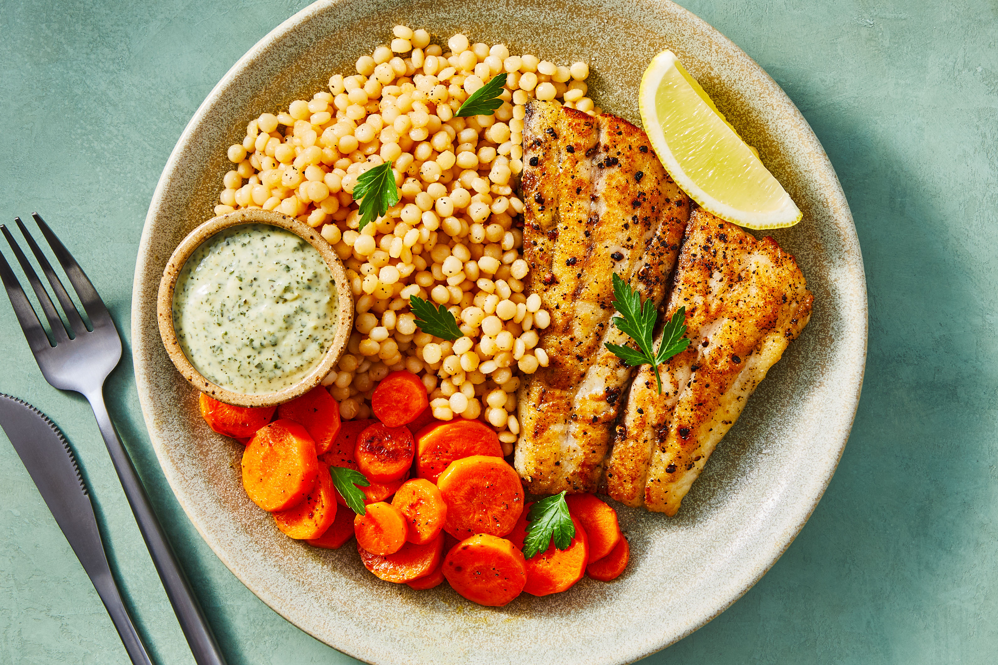 Seared Barramundi with Lemony Couscous Recipe | HelloFresh
