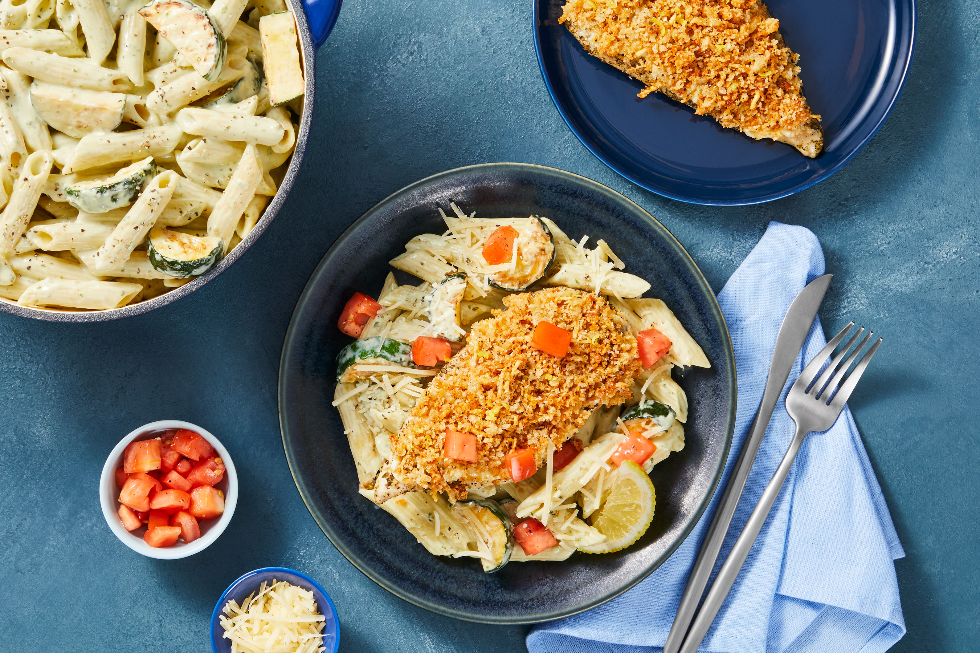 Lemon Panko Chicken & Creamy Pesto Pasta Recipe | HelloFresh