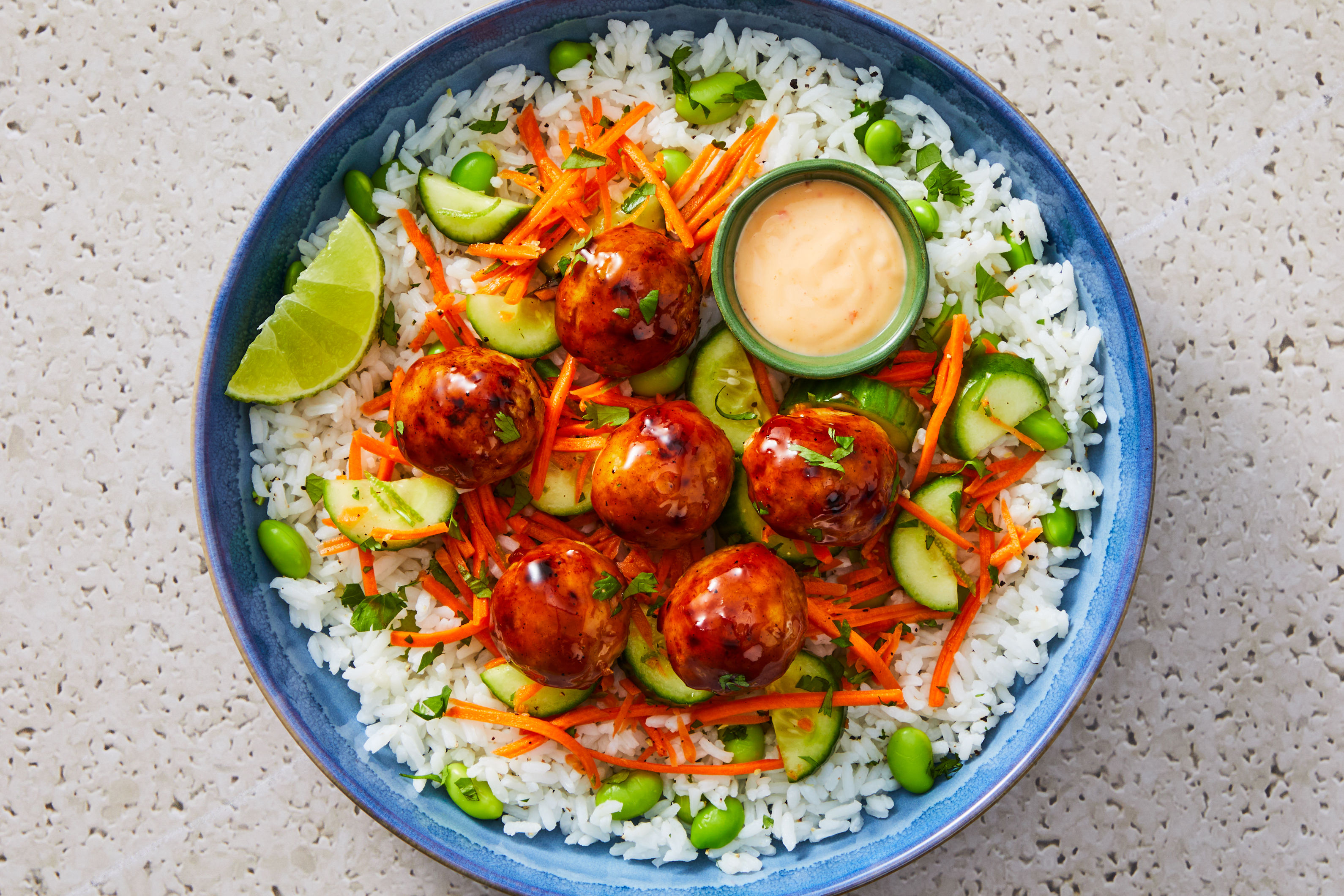 [SIDE VEG SWAP JASMINE RICE TO BROWN RICE] Vietnamese Turkey Meatball ...