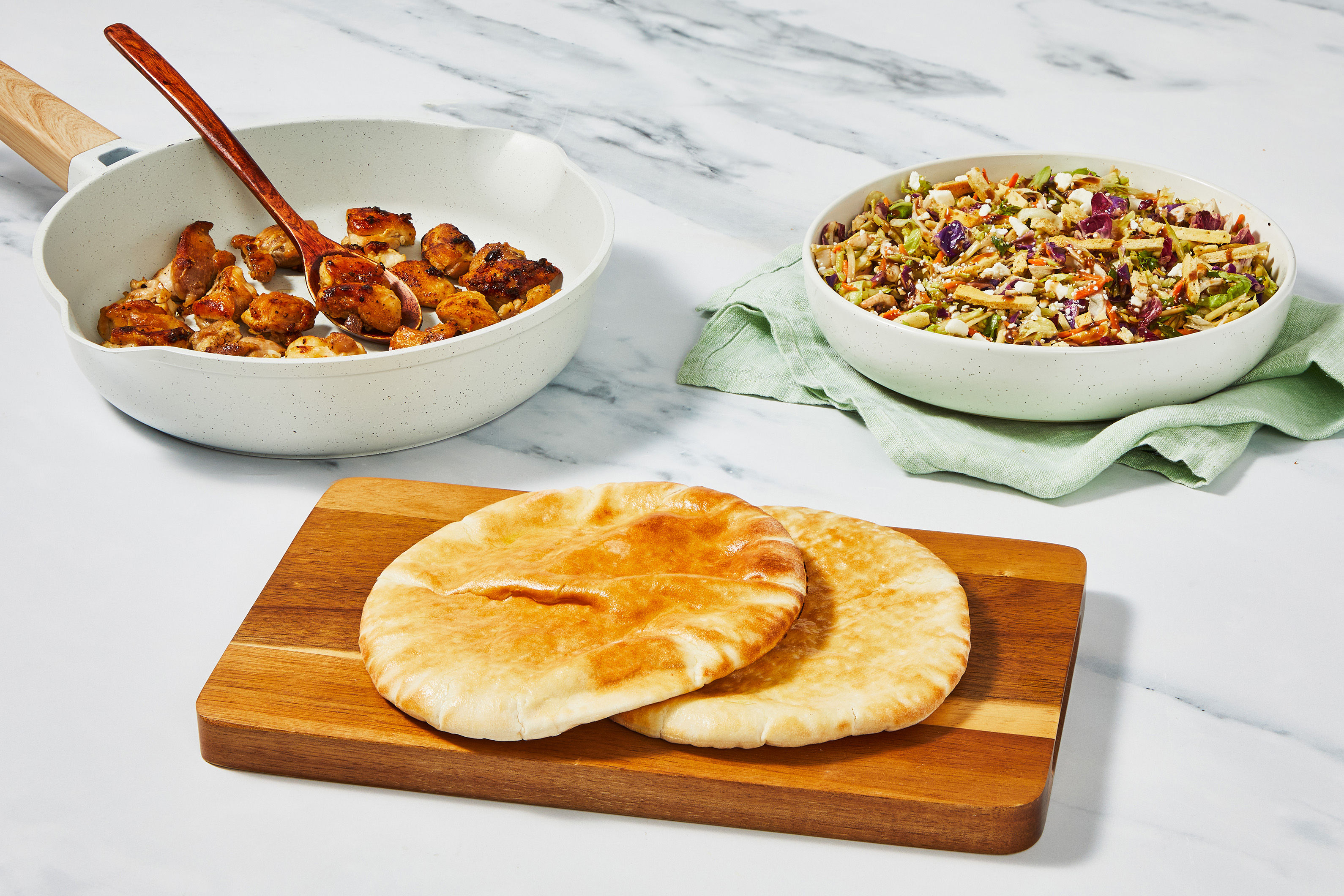 Super-Quick Mediterranean Crunch Chicken Salad & Pita Recipe | HelloFresh