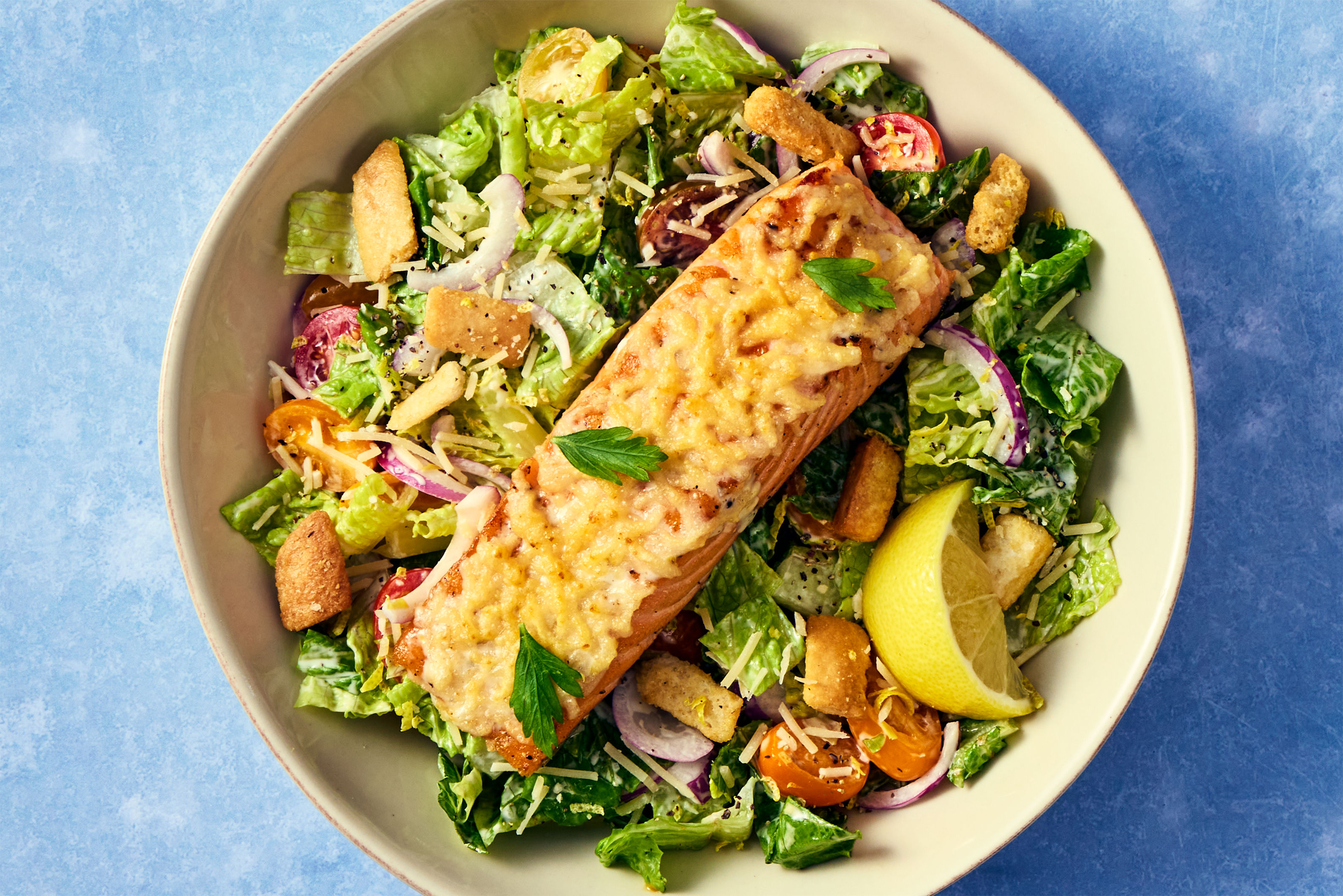 Parmesan-Crusted Salmon Caesar Salad Recipe | HelloFresh