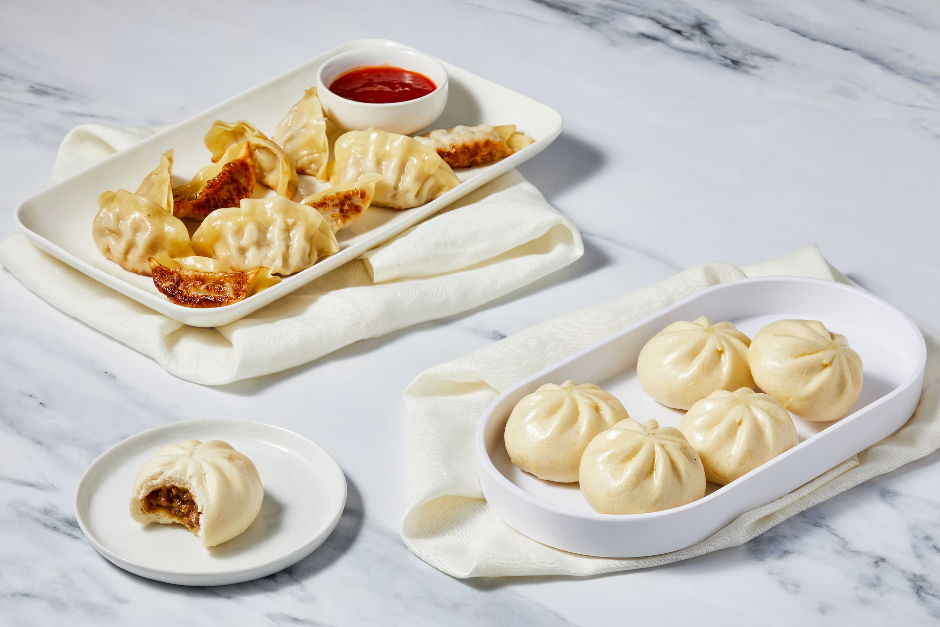 Super-Quick Garlic Chicken Gyoza Dumplings & BBQ Pork Bao Buns Recipe ...