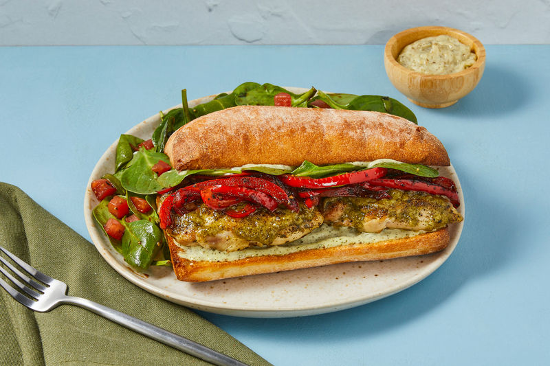 Sweet Pepper and Pesto Halloumi Sandwiches Recipe | HelloFresh