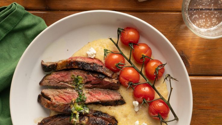 Steaks on Red Pepper Pesto Polenta Recipe | HelloFresh