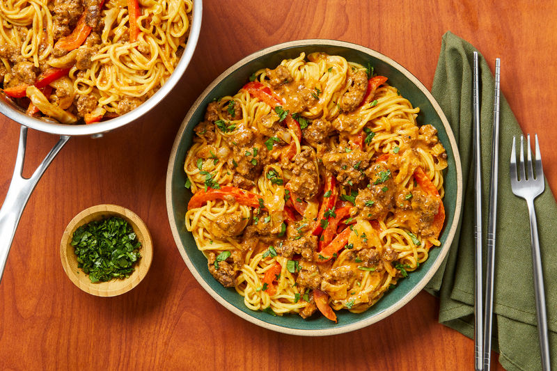 One-Pot Peanut Sauce Beef Noodle Stir-Fry Recipe | HelloFresh