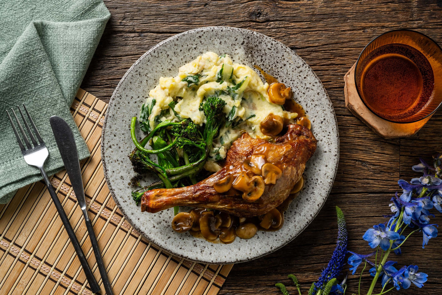 Duck Leg in a Mushroom Red Wine Jus Recipe | HelloFresh