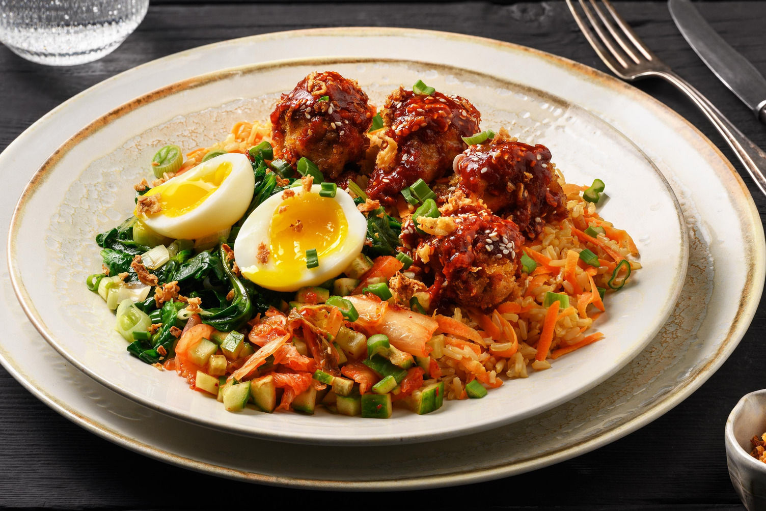 Koreaanse rijstbowl met sticky kippendij Recept | HelloFresh