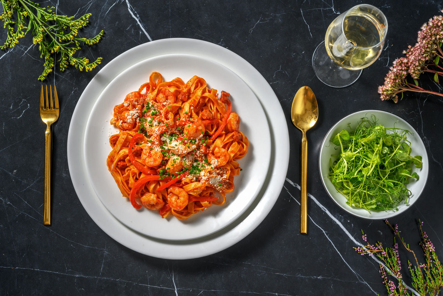 Spicy King Prawn and Chorizo Tagliatelle Recipe | HelloFresh