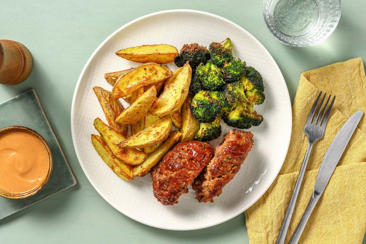 Polpettone al BBQ con patate al forno e verdure | HelloFresh