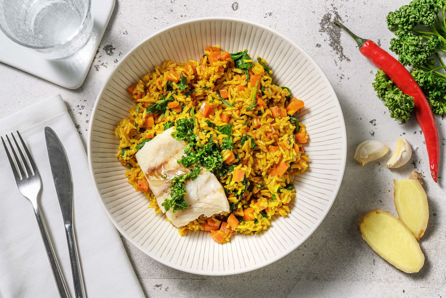 Pilav met gestoomde heek Recept | HelloFresh